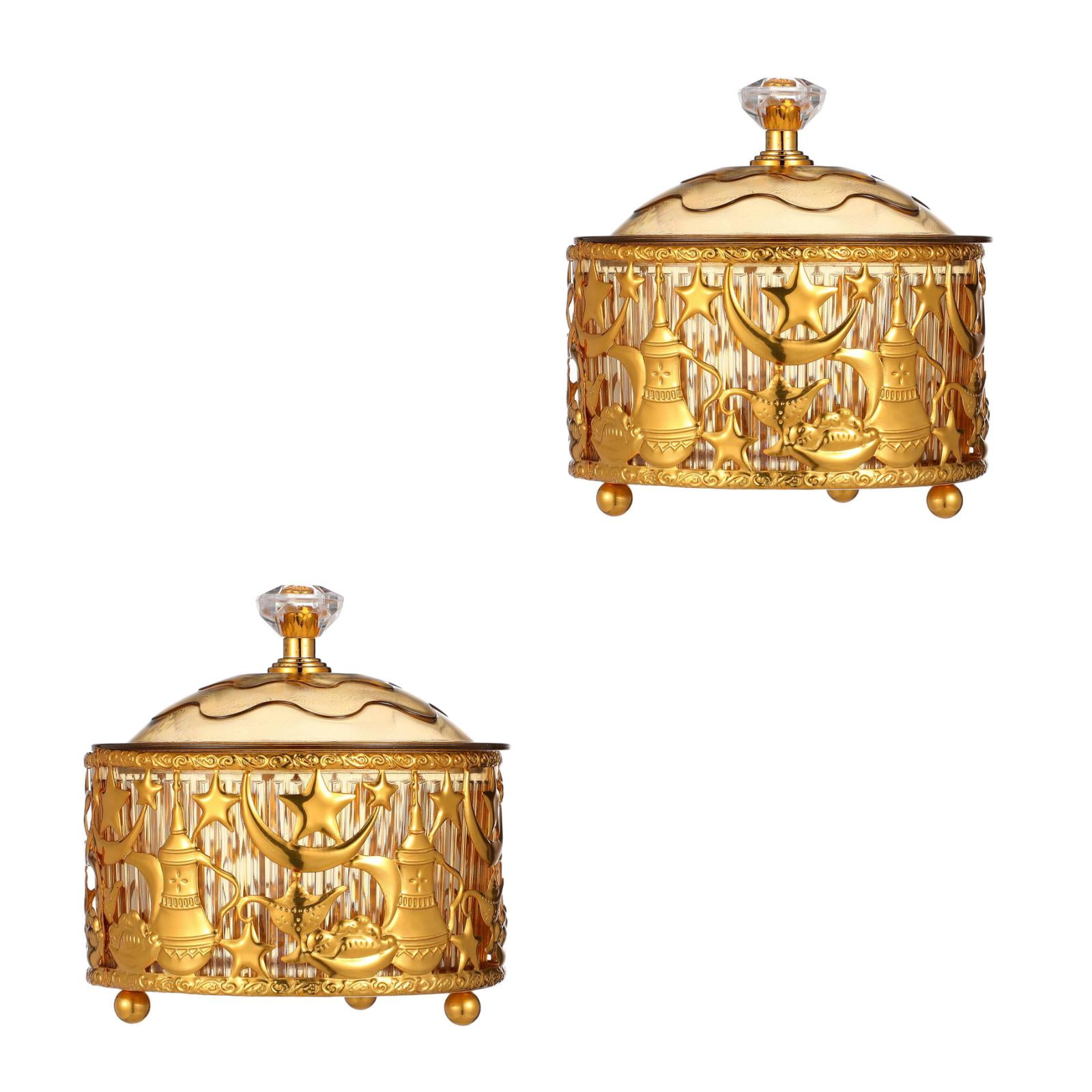 OUNONA 2pcs Ramadan Candy Jar With Lid Eid Mubarak Snacks Box Container ...