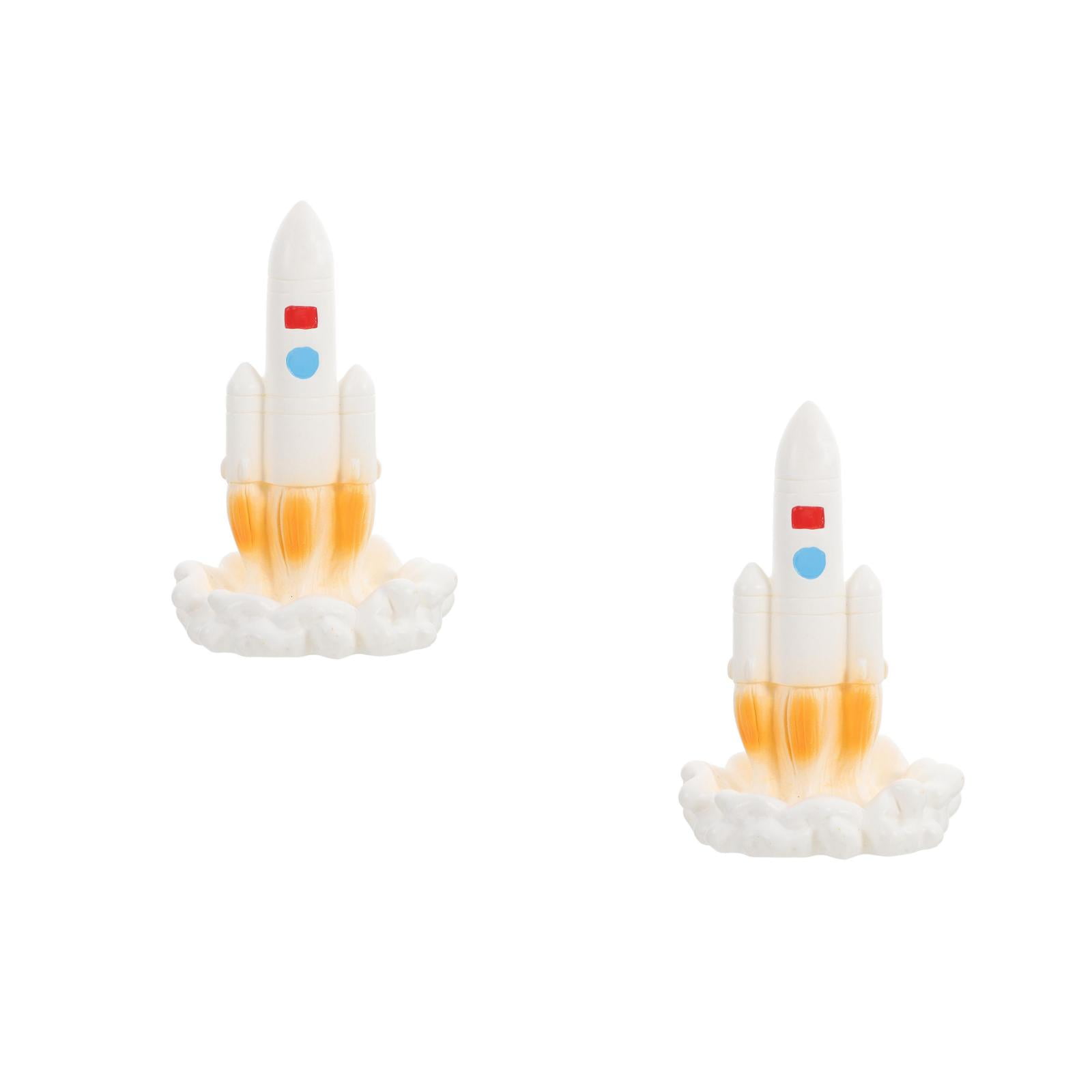 OUNONA 2pcs Rocket Figurines for Bedroom Rocket Cake Decorations Space ...