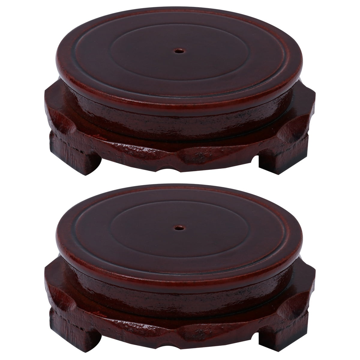 OUNONA 2pcs Round Wood Base Flowerpot Drip Tray Plant Pot Saucer for ...