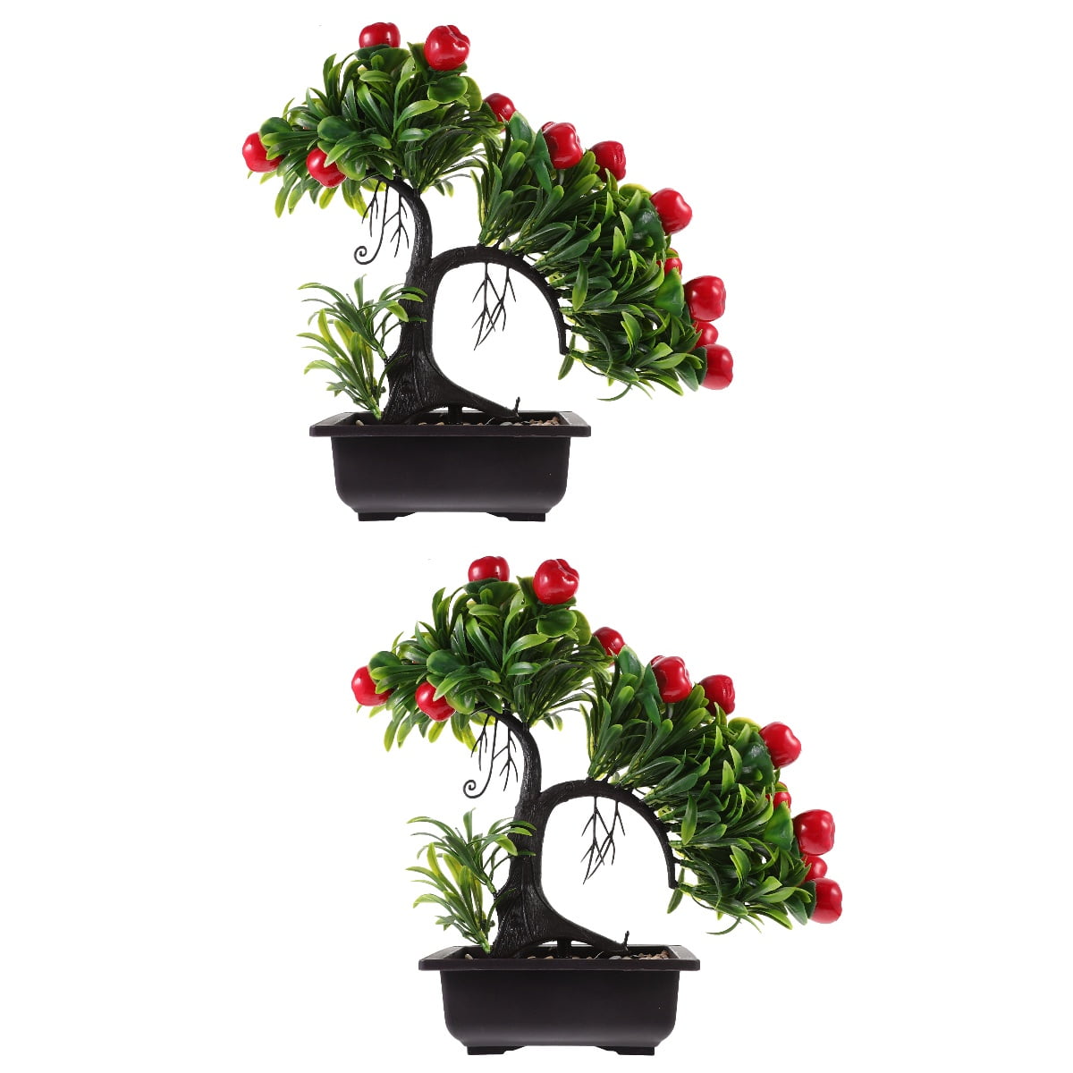 OUNONA 2pcs Simulation Potted Plant Desktop Fake Apple Tree Bonsai ...