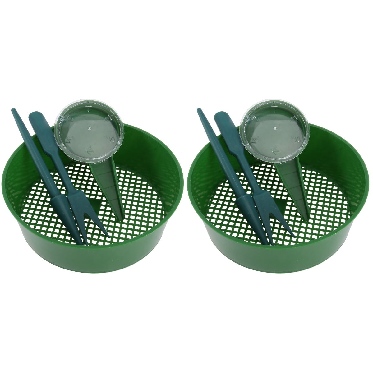 OUNONA 2 Sets Gardening Tools Garden Sieve Widger Dibber Riddle Seeder ...