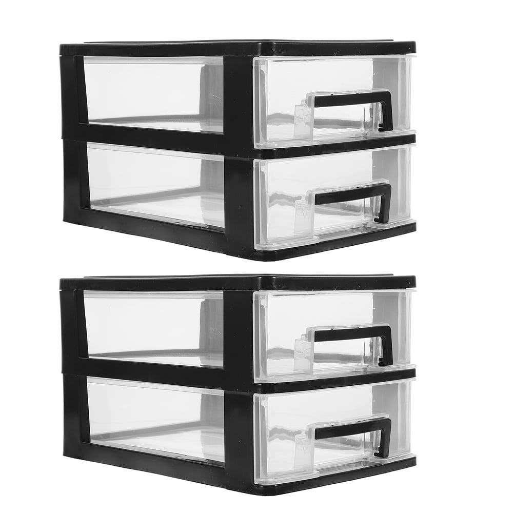 OUNONA 2pcs Stackable Transparent Storage Bins For Desktop Small Clear ...