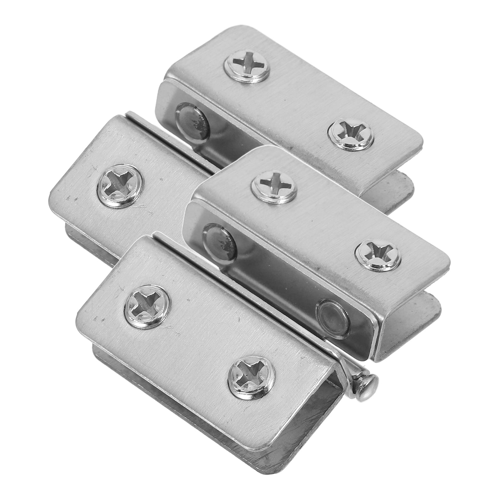 OUNONA 2pcs Stainless Steel Glass Door Hinges Adjustable Double Clamp ...