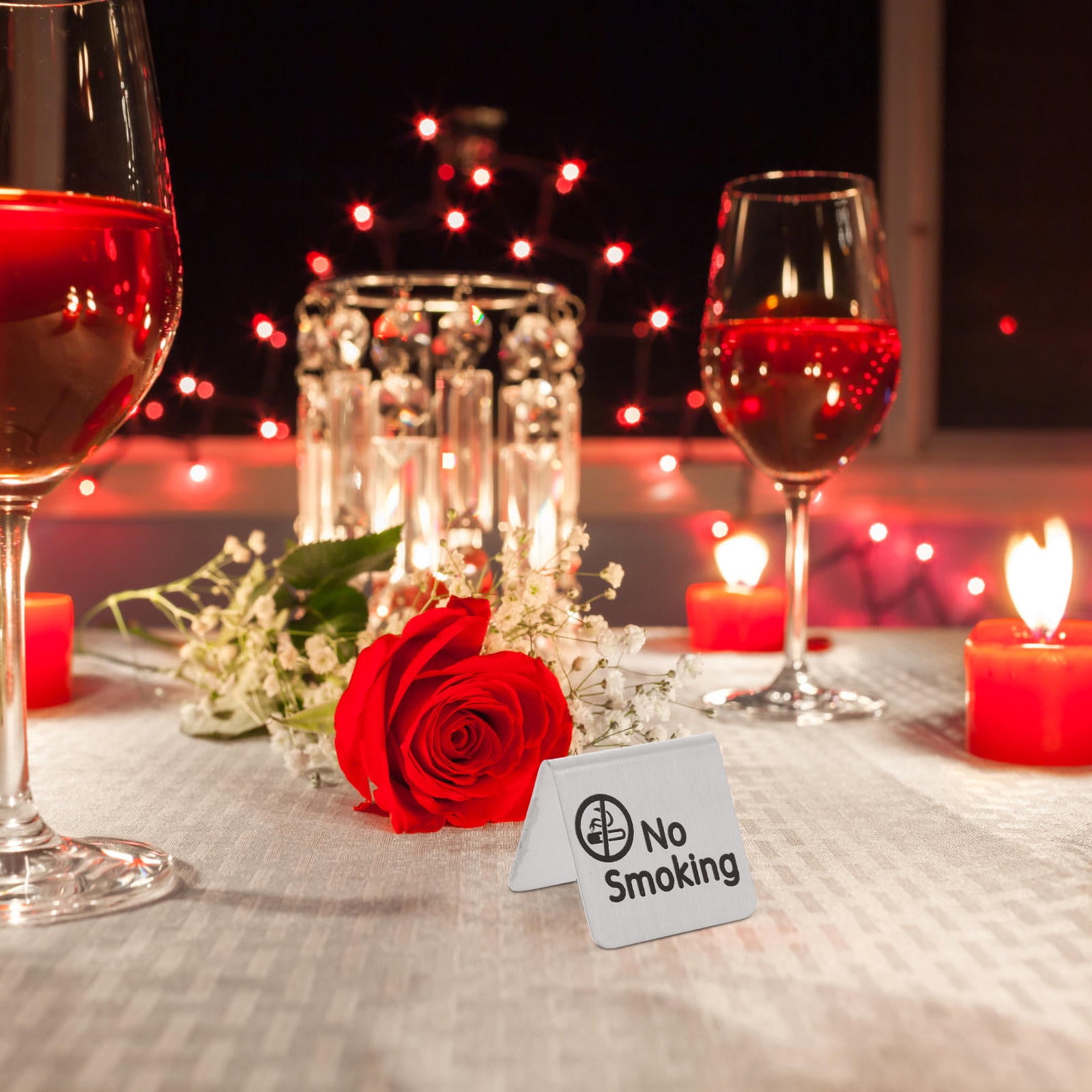 OUNONA 2pcs Stainless Steel No Smoking Table Sign Reserved Signs Double ...