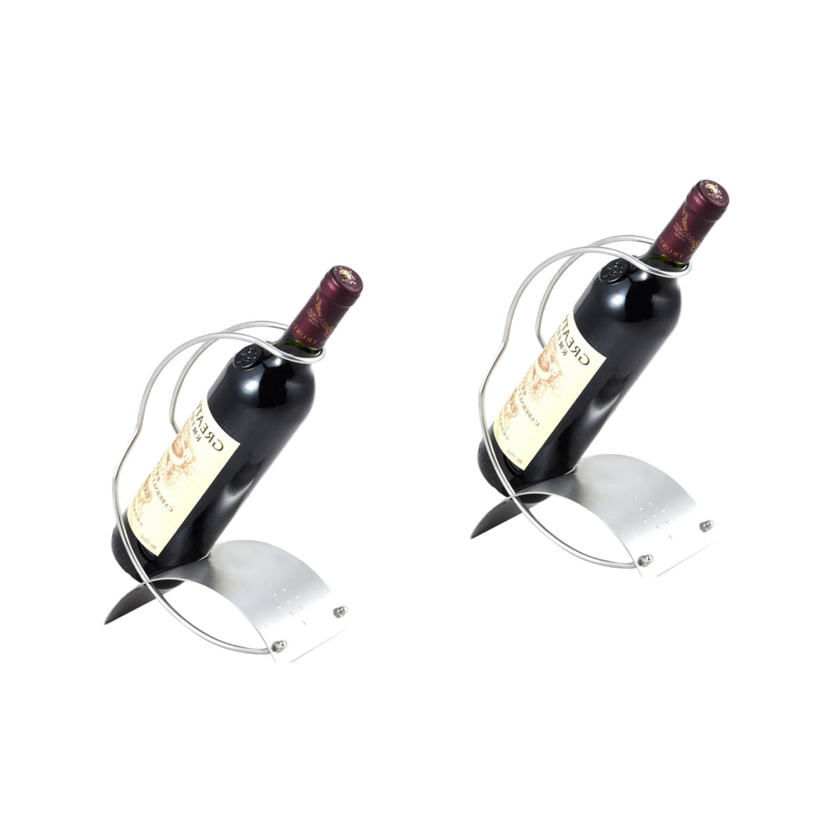 OUNONA 2pcs Stainless Steel Wine Display Rack Wire Shelf Wine Holder ...