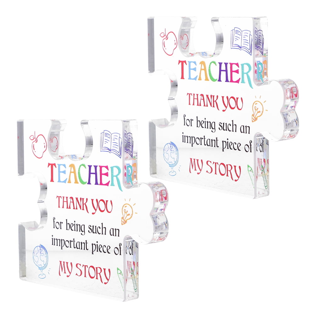 OUNONA 2pcs Teacher Appreciation Puzzle Engraved Teacher Block Teacher ...