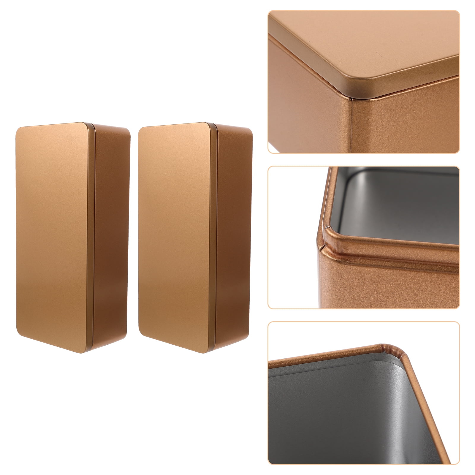 OUNONA 2pcs Tin Boxes with Lid Rectangular Tinplate Box Tinplate Tea ...