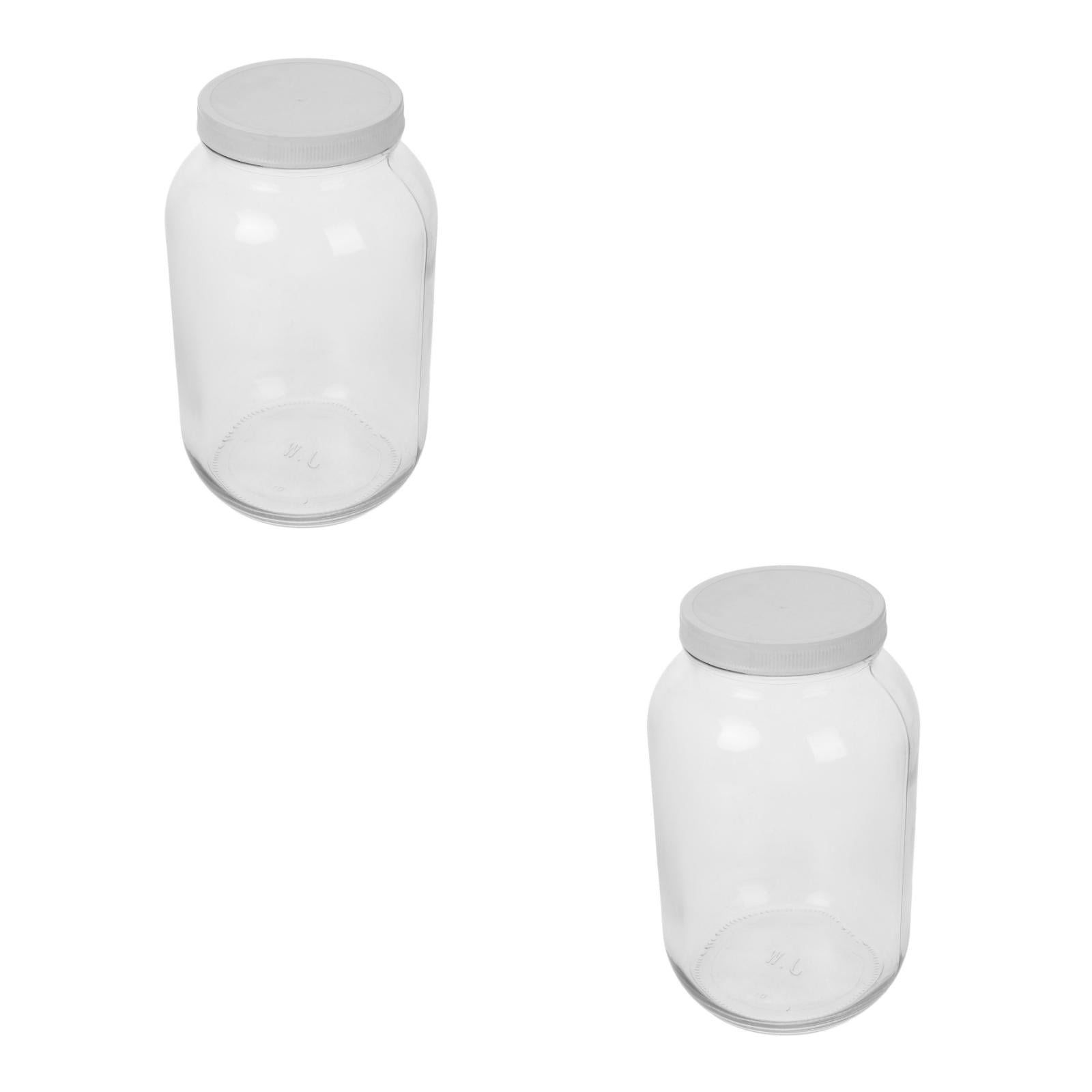 OUNONA 2pcs Wide Mouth Glass Mason Jar with Plastic Lid 1 Gallon Large ...
