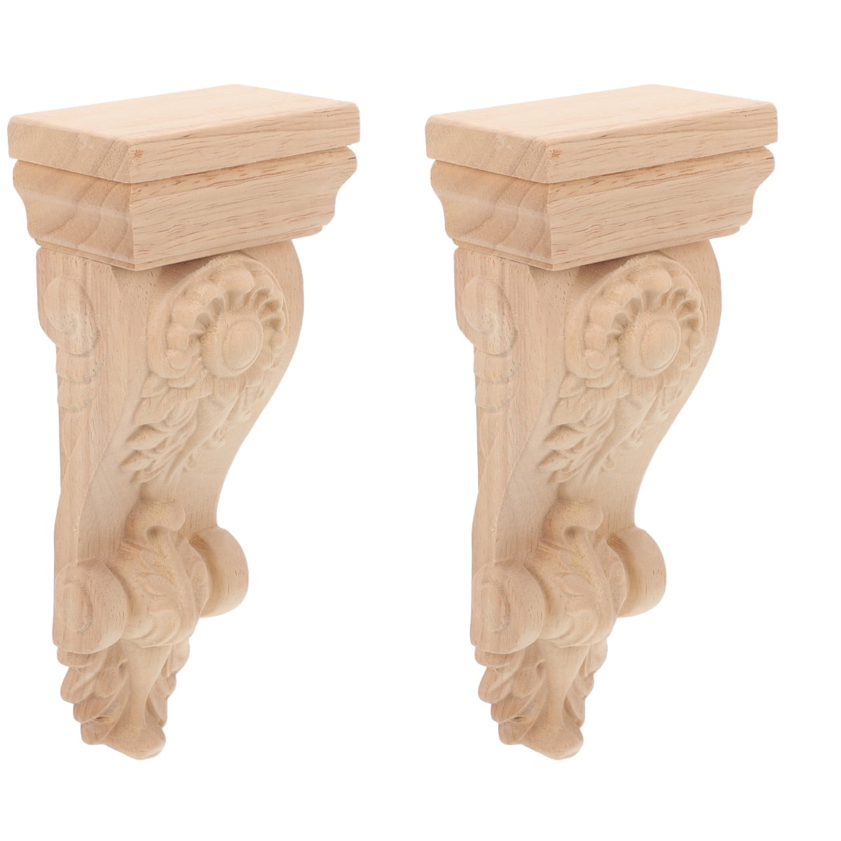 OUNONA 2pcs Wood Carved Applique Wooden Corner Onlay Decorative Roman ...