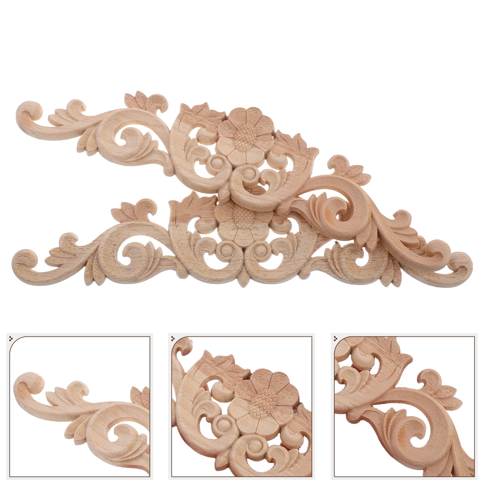 OUNONA 2pcs Wooden Carved Decor Decorative Wood Appliques for Walls ...