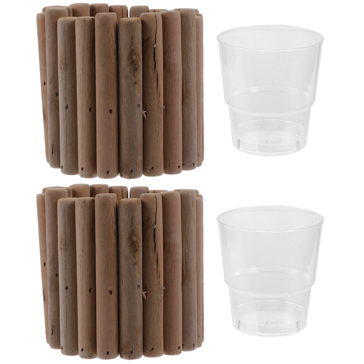 OUNONA 2pcs Wooden Flower Rustic Patio Flower Pots Plant Pot (Wood ...