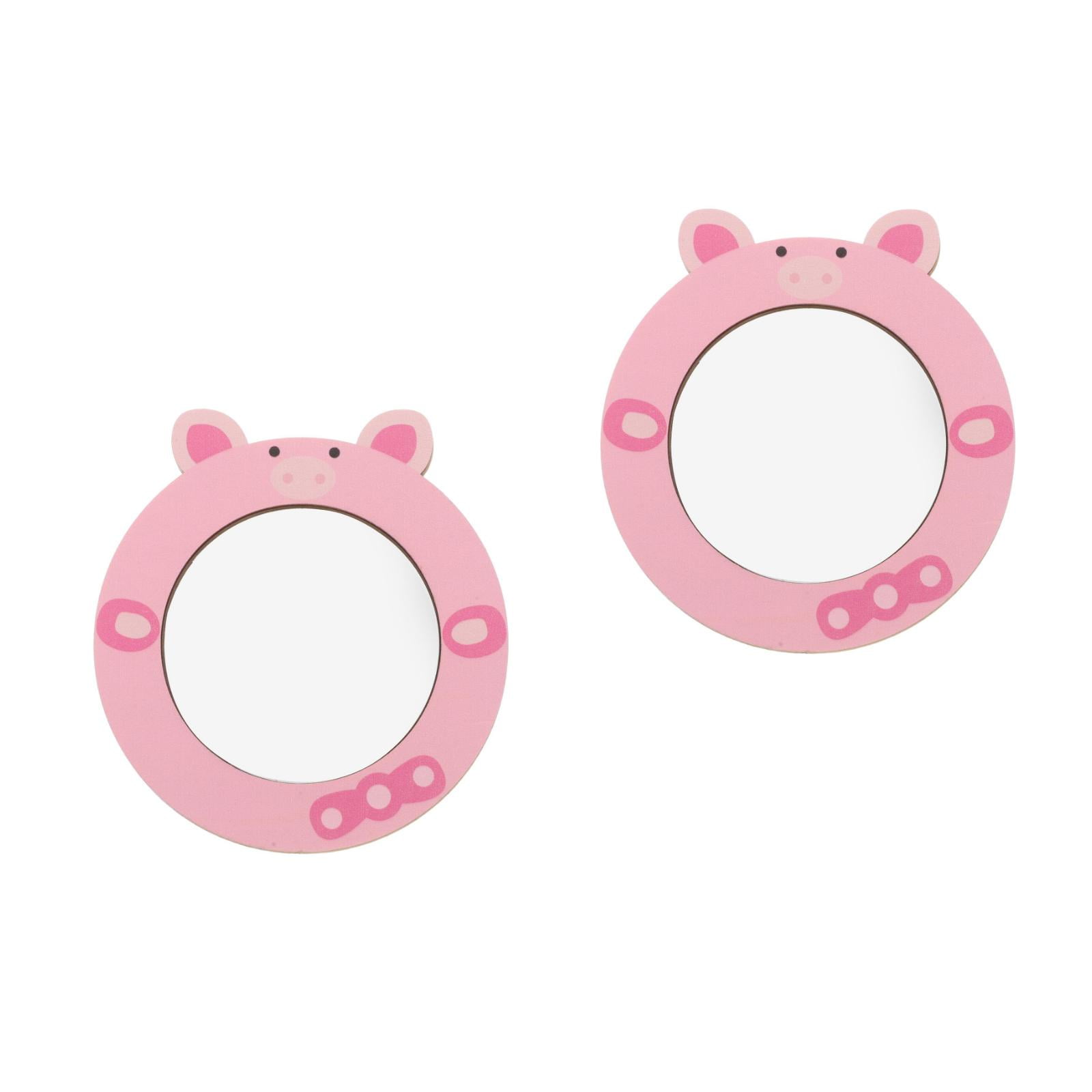 OUNONA 2pcs Wooden Mirror Craft For Kids Decorate You Own Pig Mirrors ...
