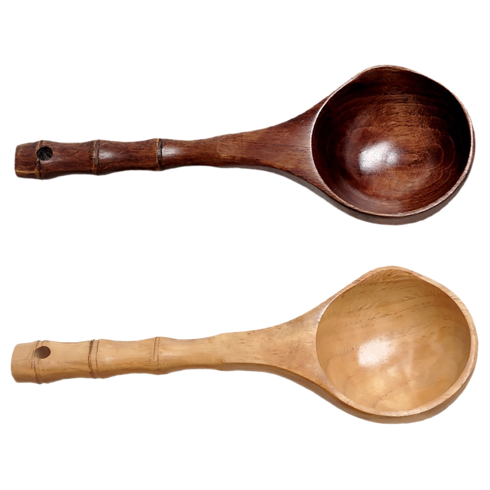 OUNONA 2pcs Wooden Water Ladle Long Handled Ladle Water Dipper Watering ...