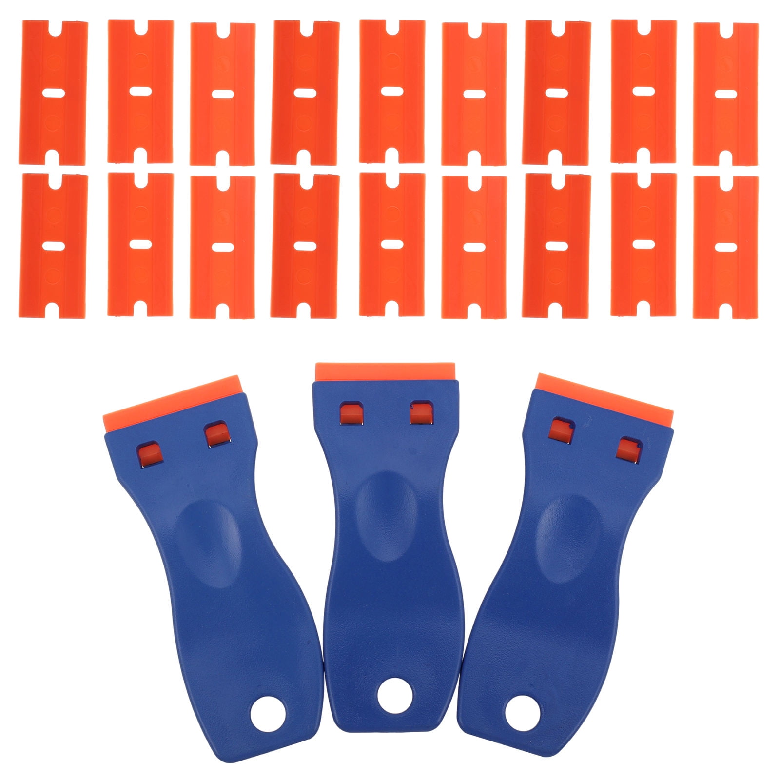 OUNONA Blue Plastic Razor Scraper Set with Nonslip Handle for Cleaning ...