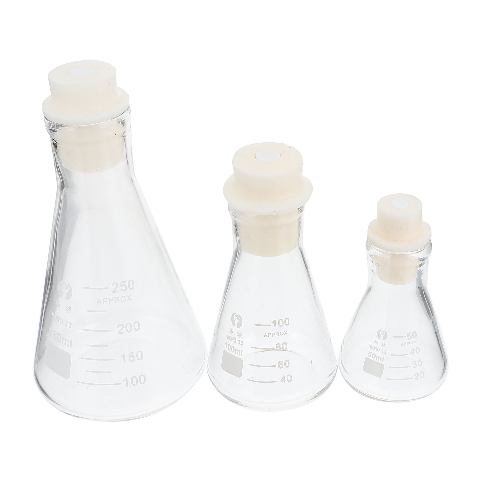 OUNONA 3 Pcs Graduated Lab Flask Glass Flask Conical-shaped Flask 14X8 ...