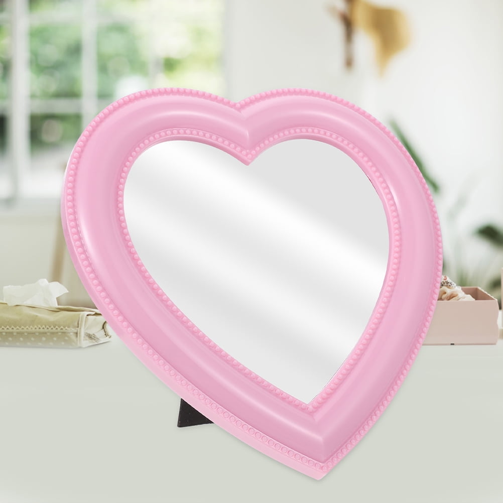 OUNONA 3 Pcs Heart-Shaped Cosmetic Mirror Vanity for Makeup Desk ...
