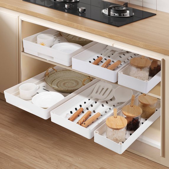 OUNONA 3 Pcs Kitchen Pull-Out Racks Organizer Countertop Storage Pantry ...