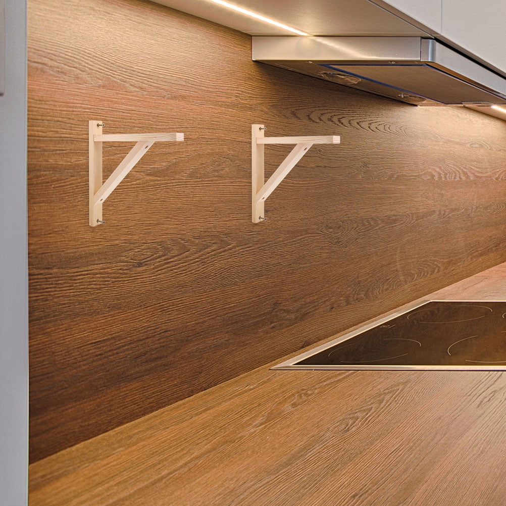 OUNONA 3 Pcs Wall Mount Wood Shelf Bracket Triangle Wooden Shelf ...