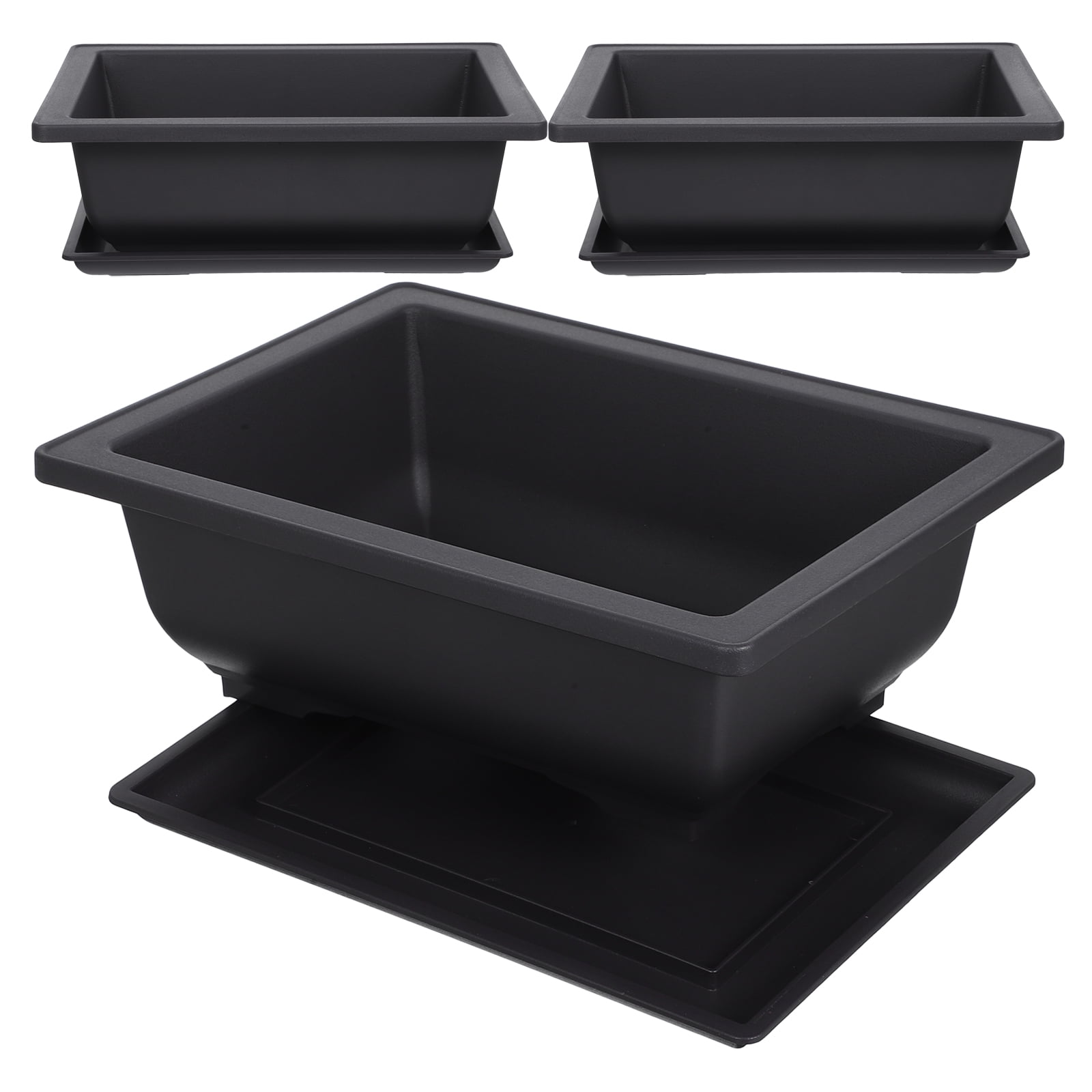 OUNONA 3 Sets Bonsai Pot Training Tray Mini Orchid with Dark Brown ...