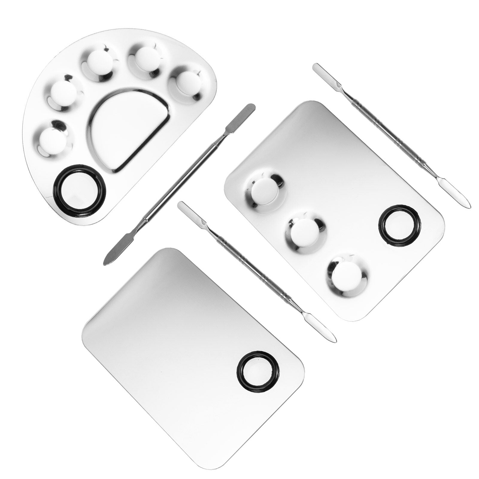 OUNONA 3 Sets Stainless Steel Color Mixing Plates Makeup Palettes Color ...