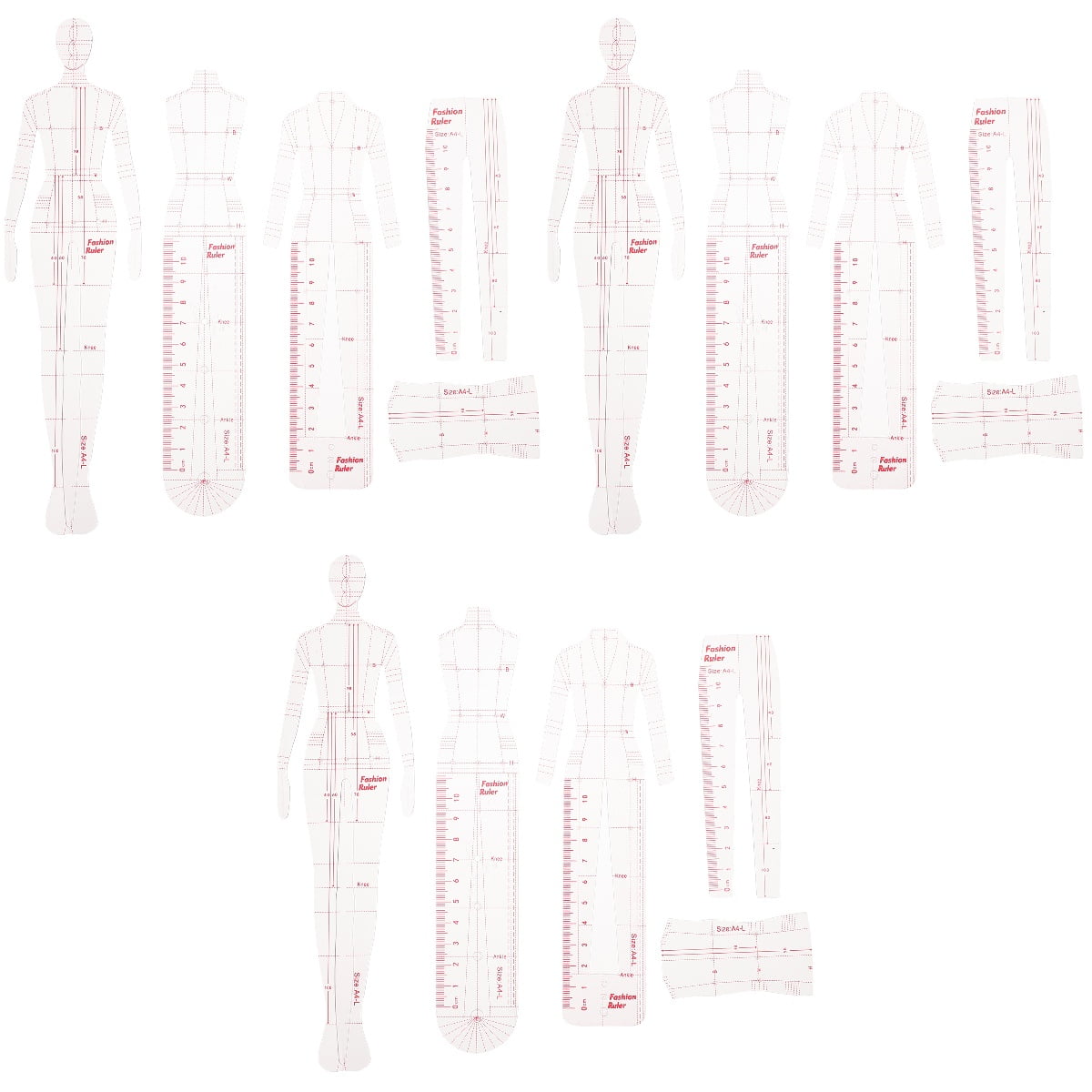 OUNONA 3 Sets Women Curve Template Ruler Women Clothing Measuring ...