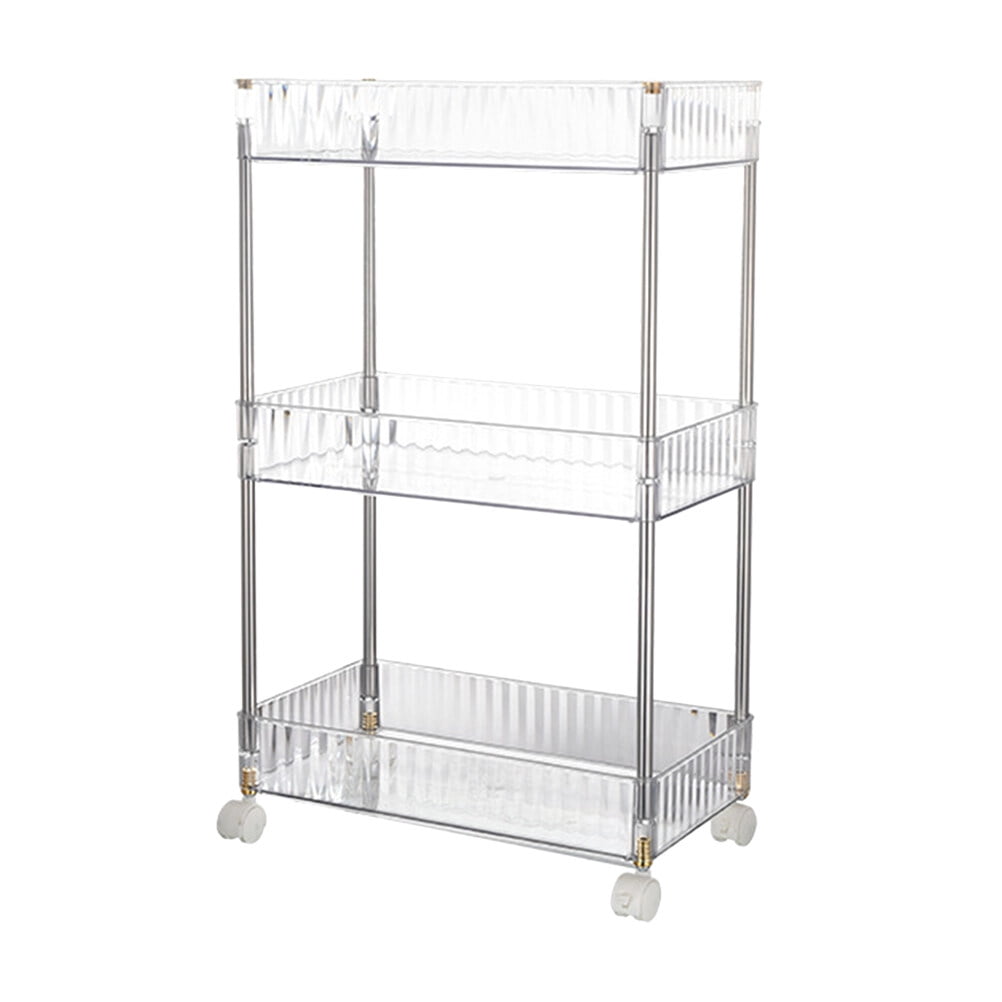 OUNONA 3 -Tier Clear Lash Trolley Wagon Floor-type Trolley Stand Office ...