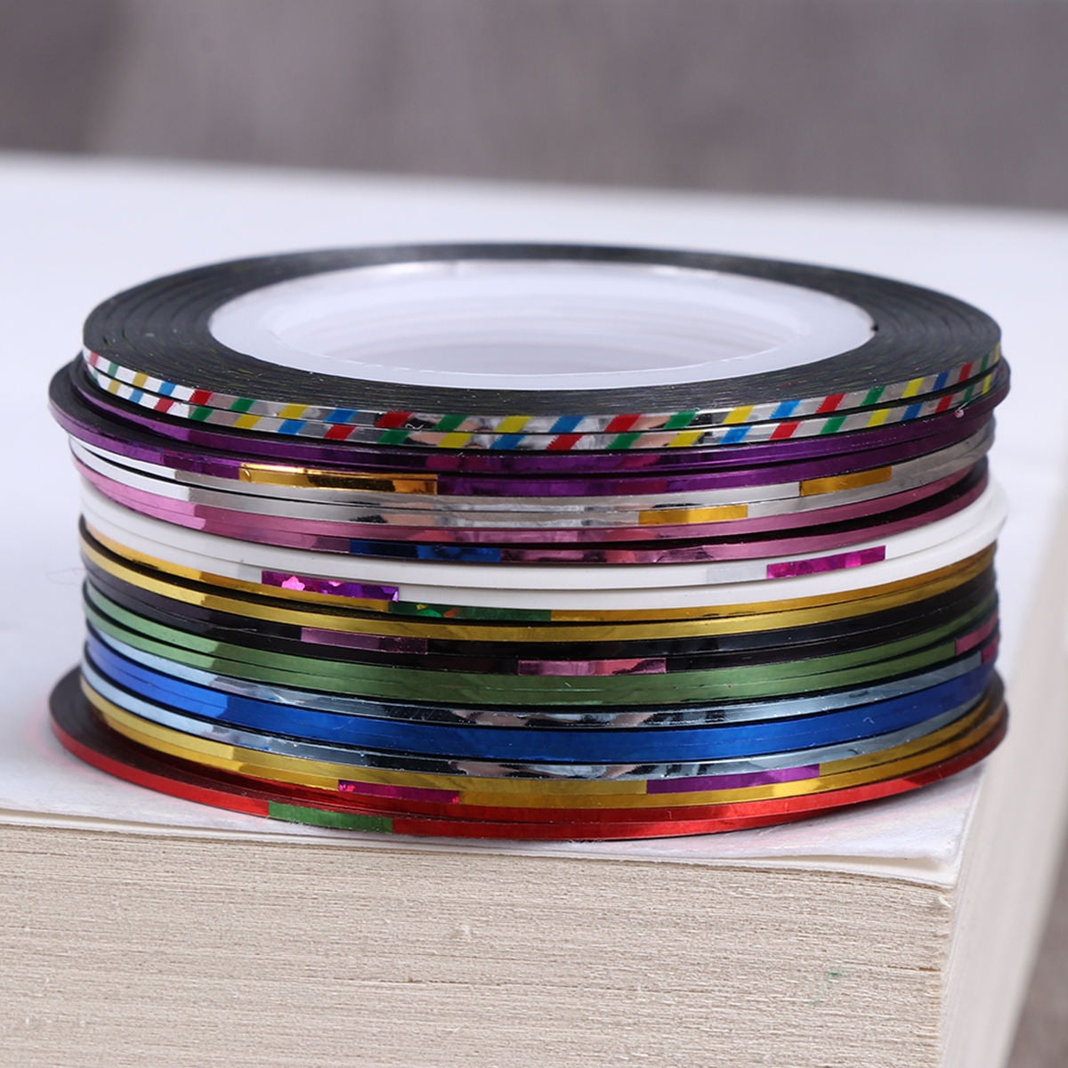 OUNONA 30 Rolls Nail Art Sticker Striping Tape Line Gold and Silver ...