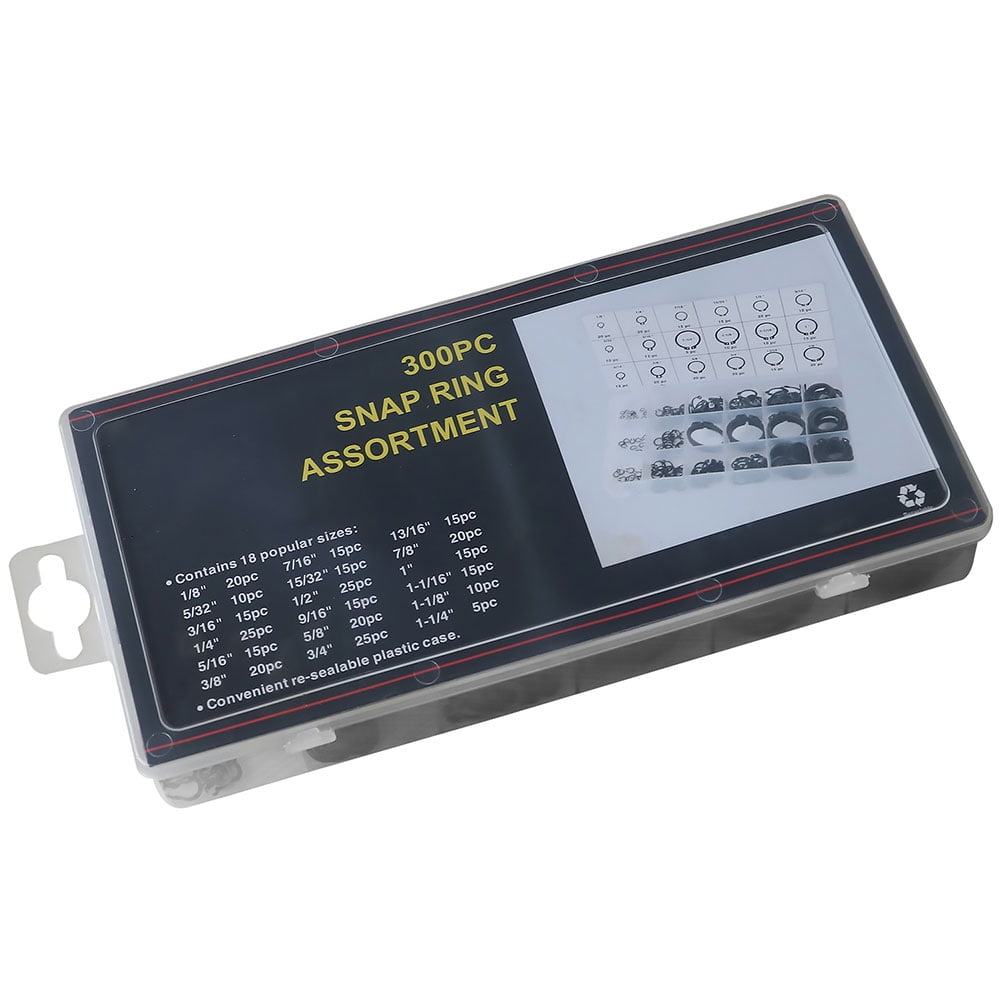 OUNONA 300 Pcs External Snap Ring Assortment Kit Set Circlip 18 Sizes ...