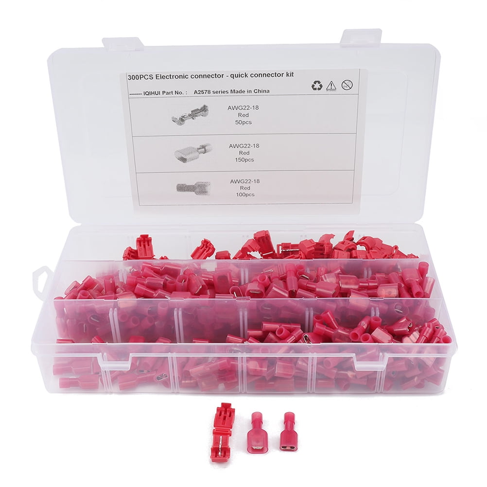 OUNONA 300 Pcs Quick Splice Connector Wire Cutter Ring Connectors ...