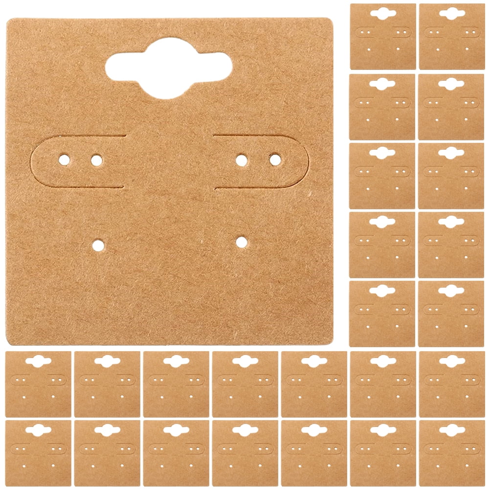 OUNONA 300 Pcs Square Kraft Paper Earrings and Studs Card Bracelet ...
