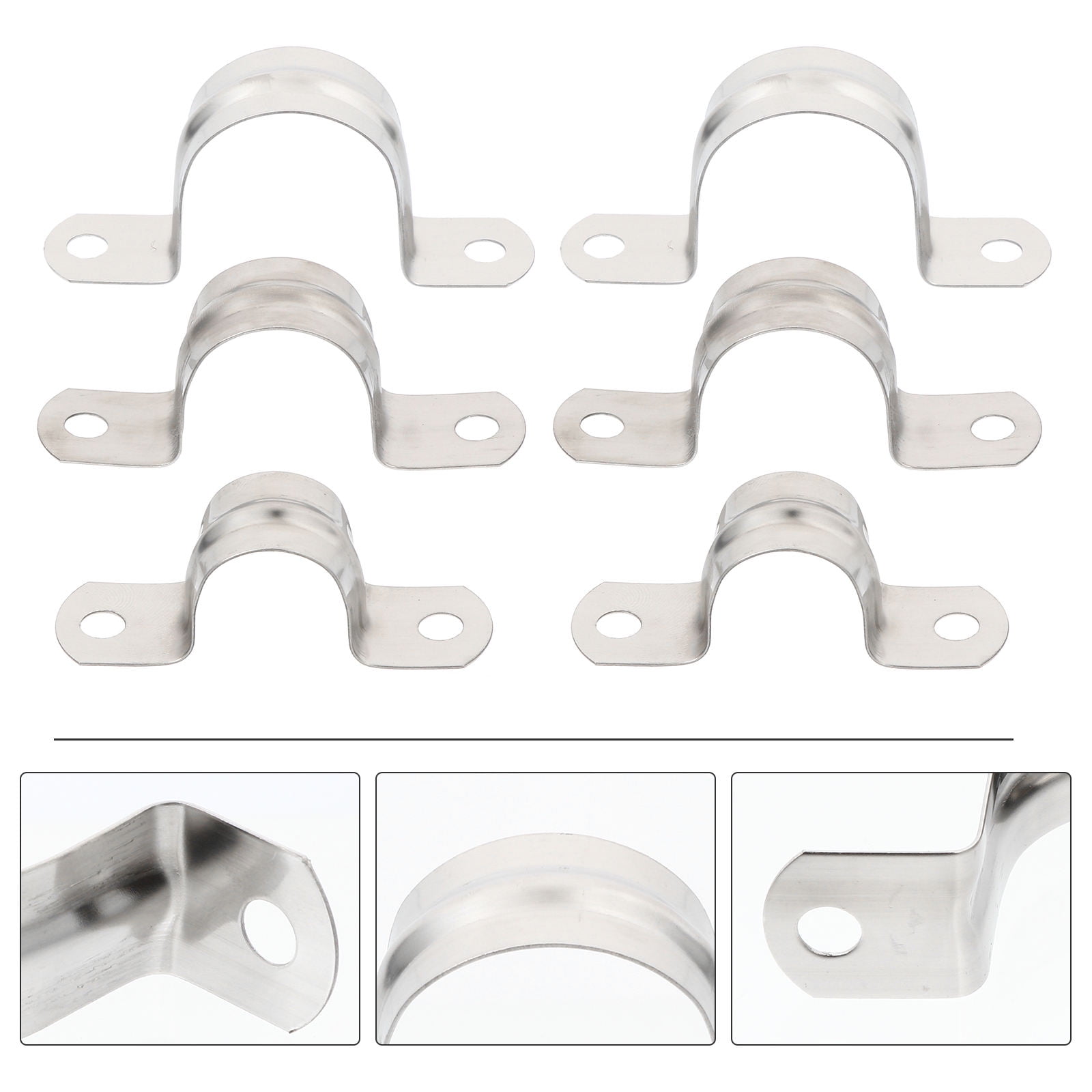 OUNONA 36 Pcs U Clamp Stainless Steel Riding Card Burr-free Pipe Clamps ...