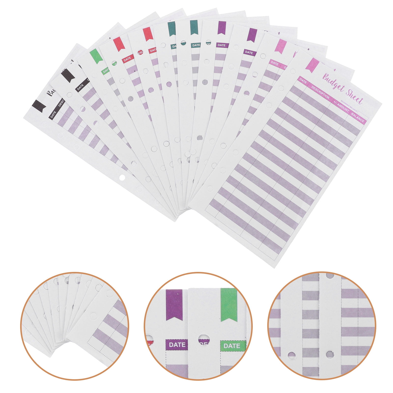 OUNONA 36 Sheets of Budget Sheets with Hole Budget Recording Cards ...