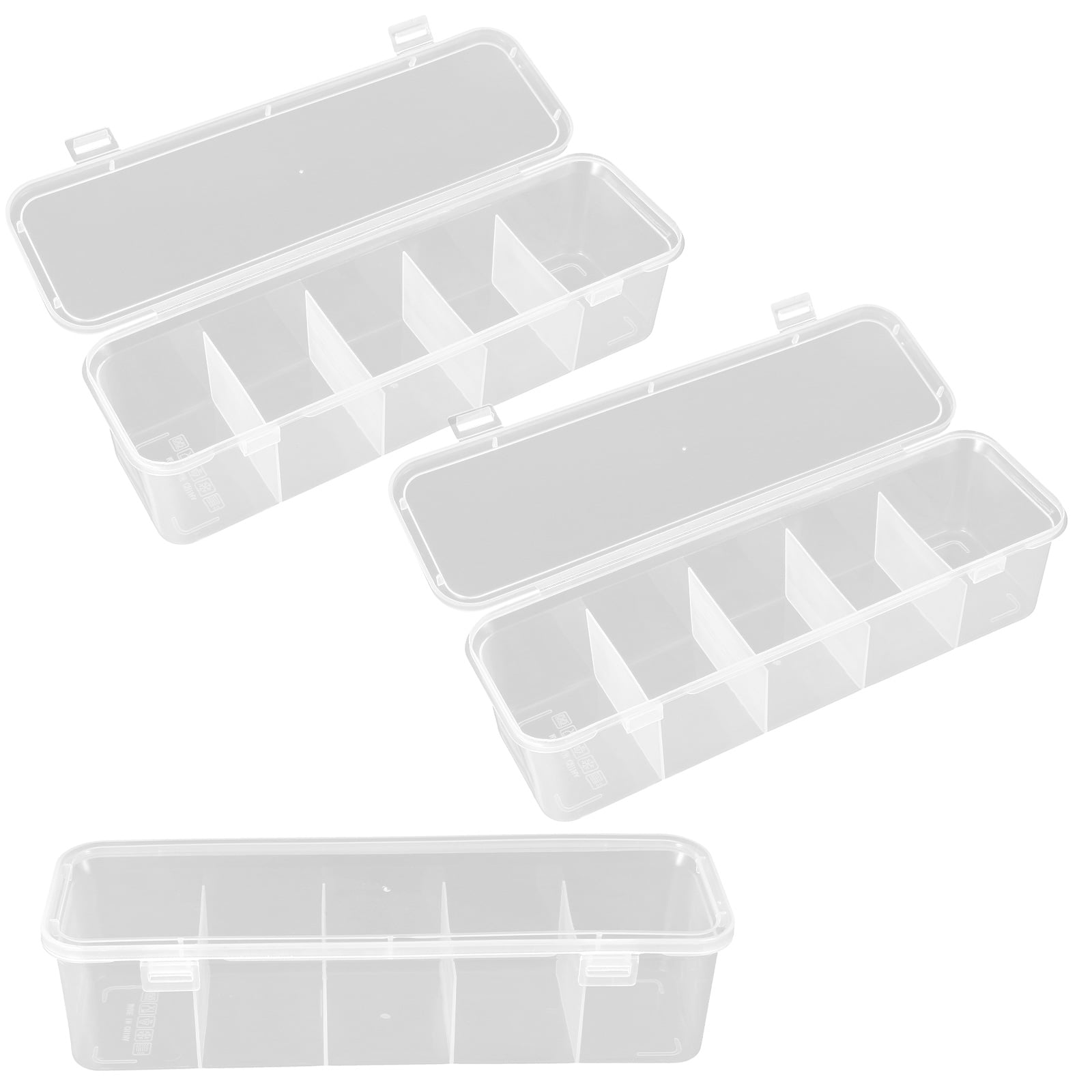 OUNONA 3PCS Lidded Hair Accessories Storage Box Clear Multi-Compartment ...
