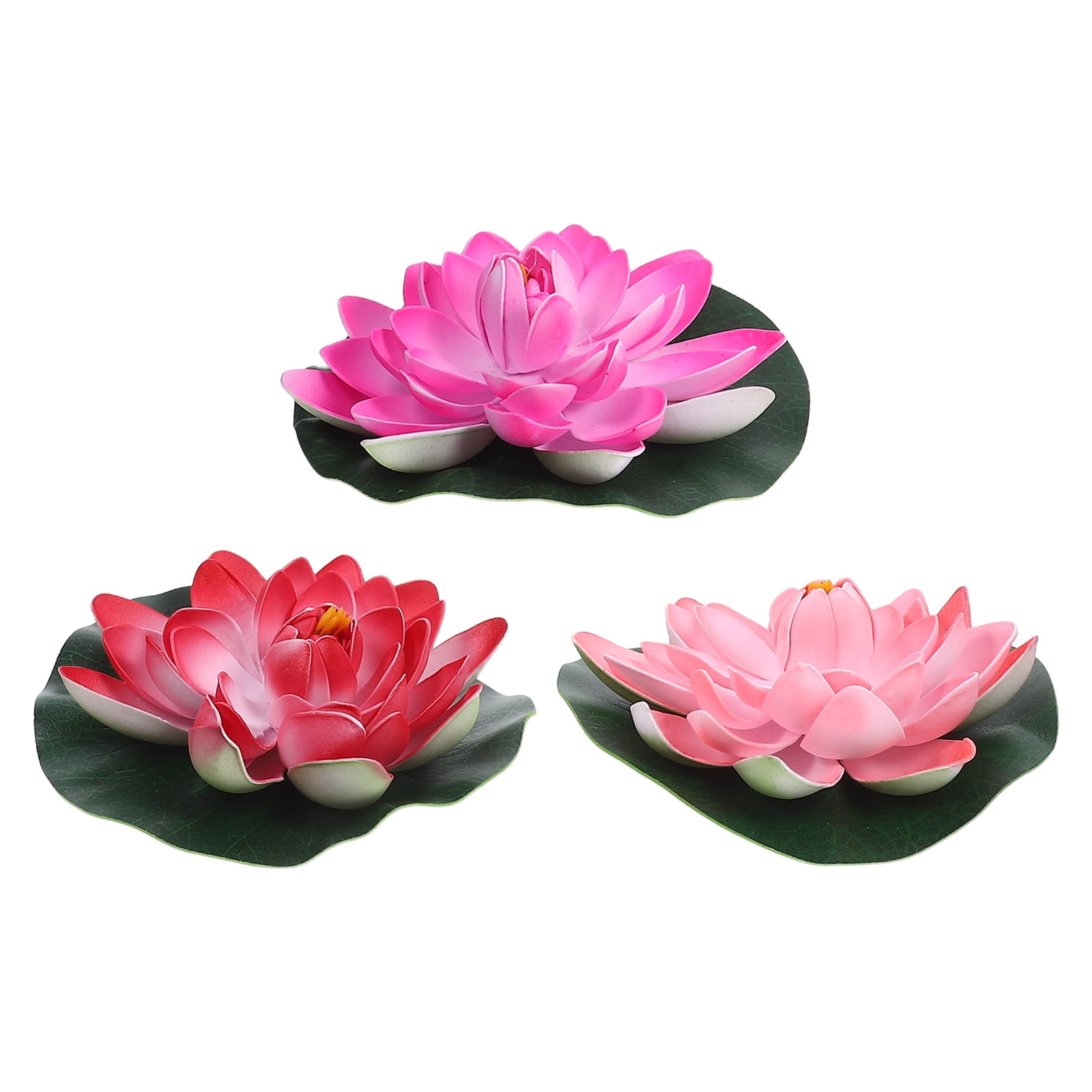 OUNONA 3pcs Artificial Lotus Flowers Lily Pads Realistic Floating Pond ...