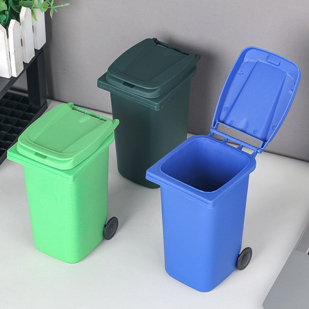 OUNONA 3pcs Desktop Plastic Pen Holder Decorative Mini Trash Bucket Pen ...