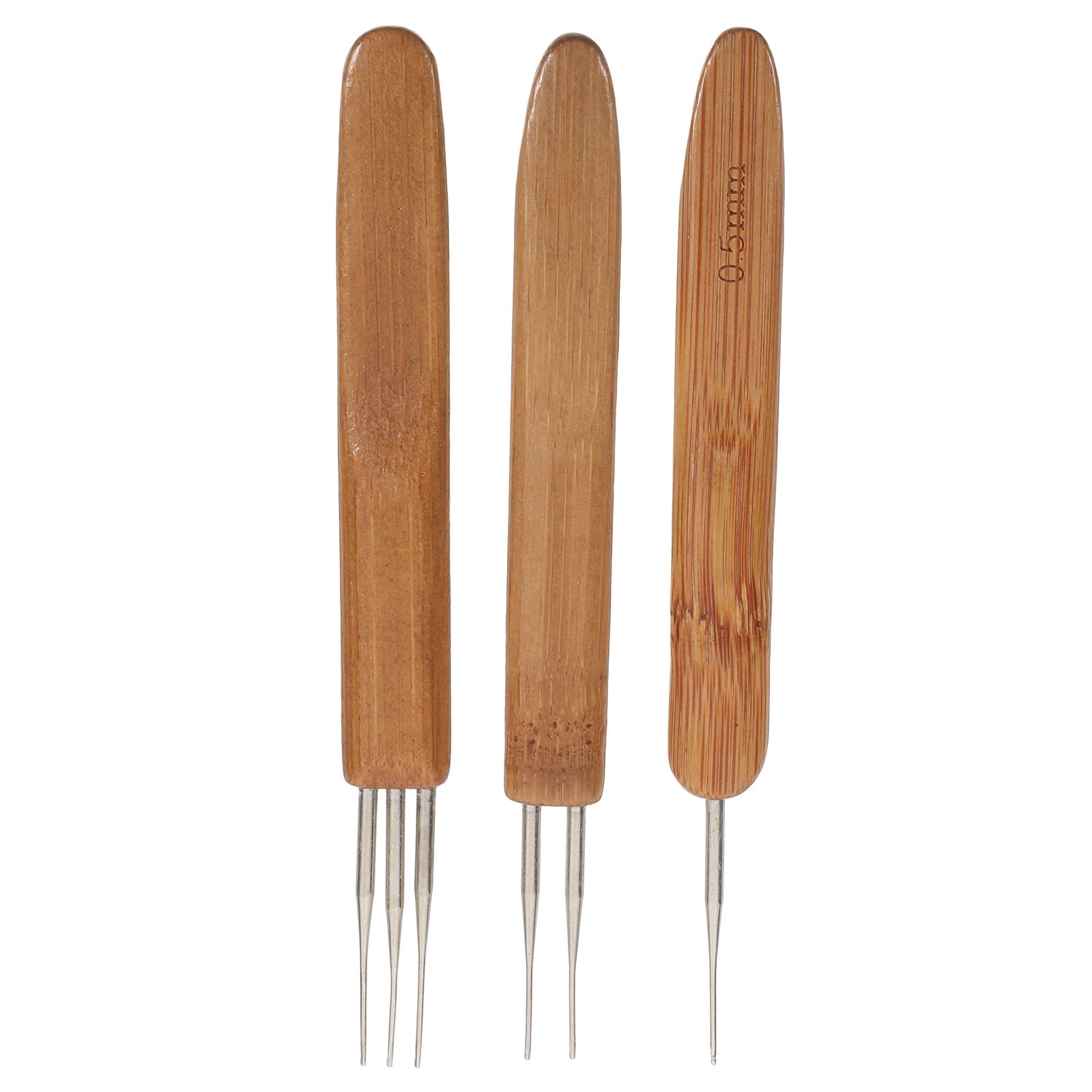 OUNONA 3pcs Dreadlock Crochet Hook Set Bamboo Handle Loc Needle Hair ...