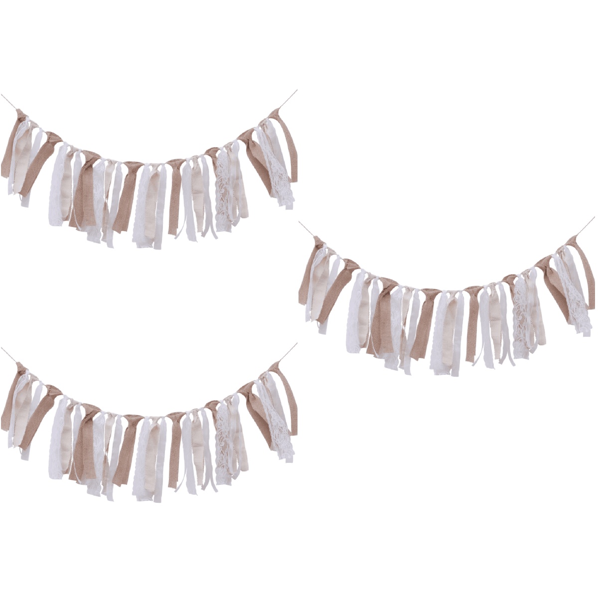 OUNONA 3pcs Flag Banner Pennant Garland Fabric Rustic Flags Cloth Chic ...