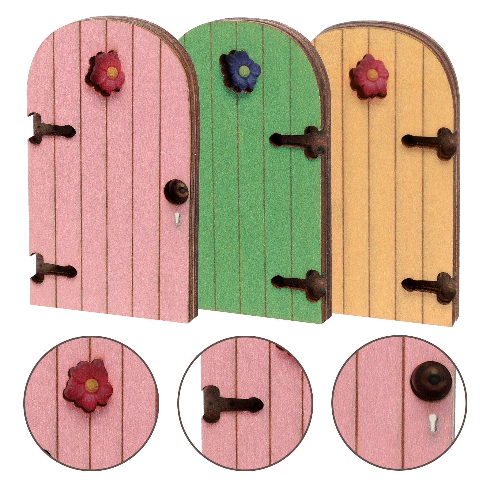 Homoyoyo Miniature Door Set Wooden Assorted 3Pcs - Walmart.com