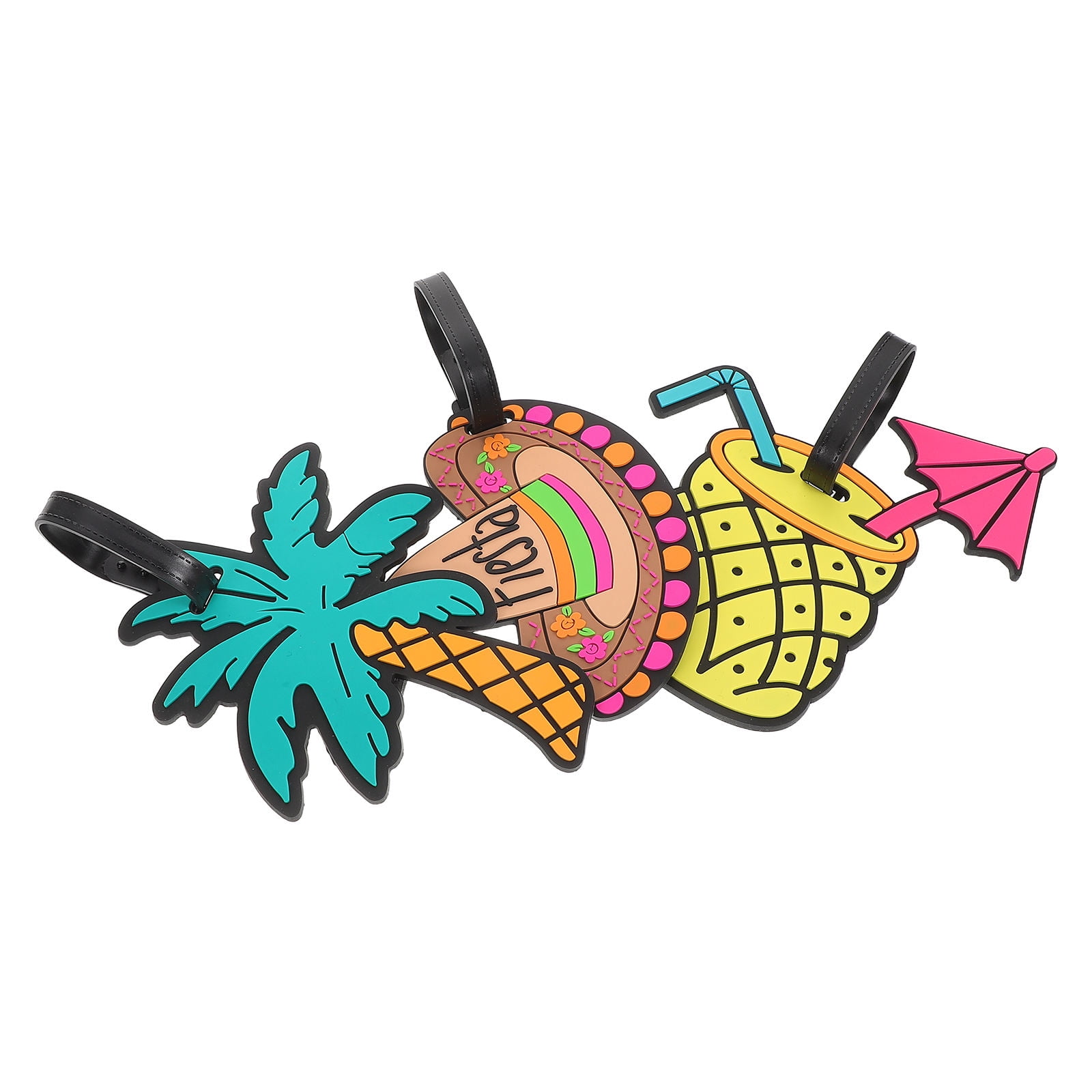 OUNONA 3pcs Hawaiian Beach Series Luggage Tags Soft Rubber Airplane ...