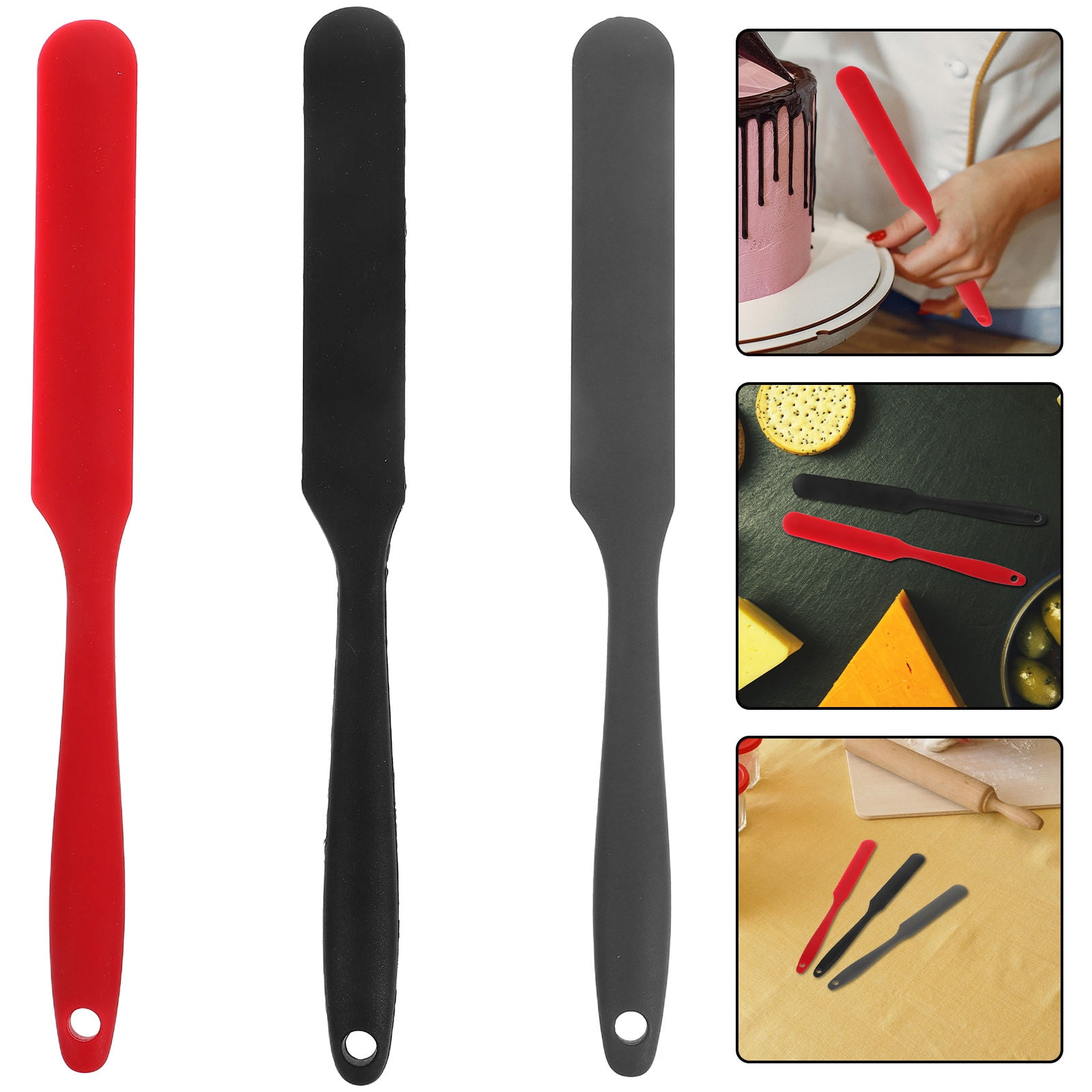 OUNONA Set of 3 Silicone Jar Scraper Spatulas for Cooking, Baking, and ...