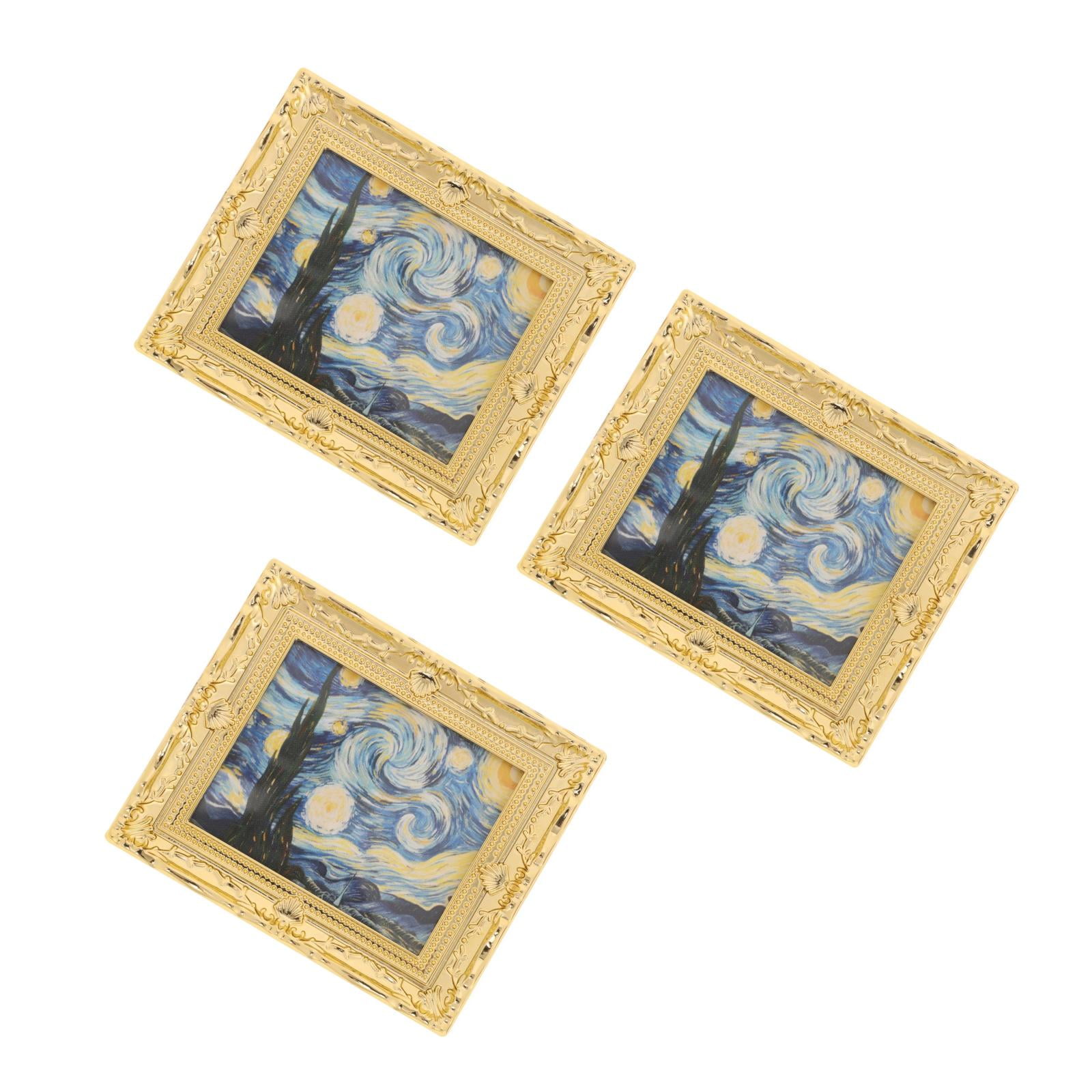OUNONA 3pcs Miniature Framed Wall Picture Mini Oil Painting for ...