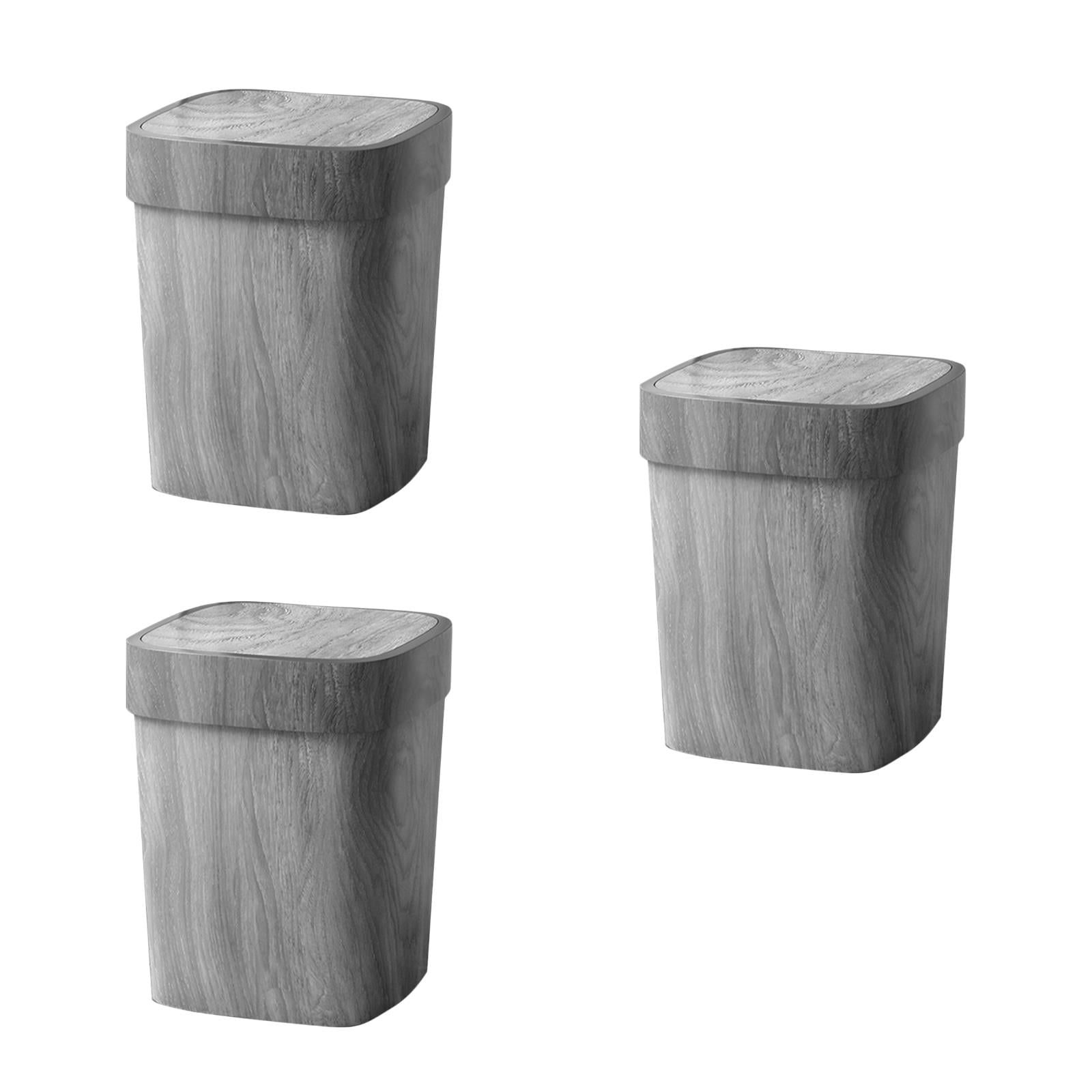 OUNONA 3pcs Multi-Function Swing Lid Trash Can with Grain Design Swing ...