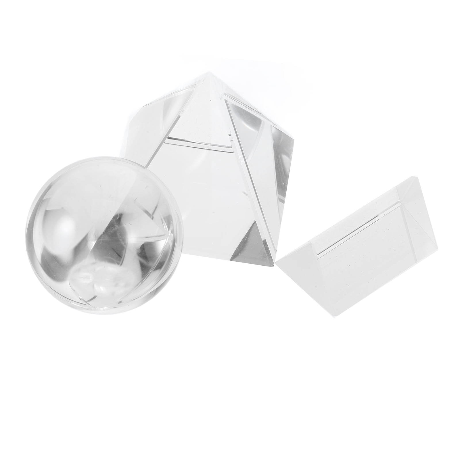 OUNONA 3pcs Optical Pyramid Crystal Ball Crystal Cube and Triangular ...