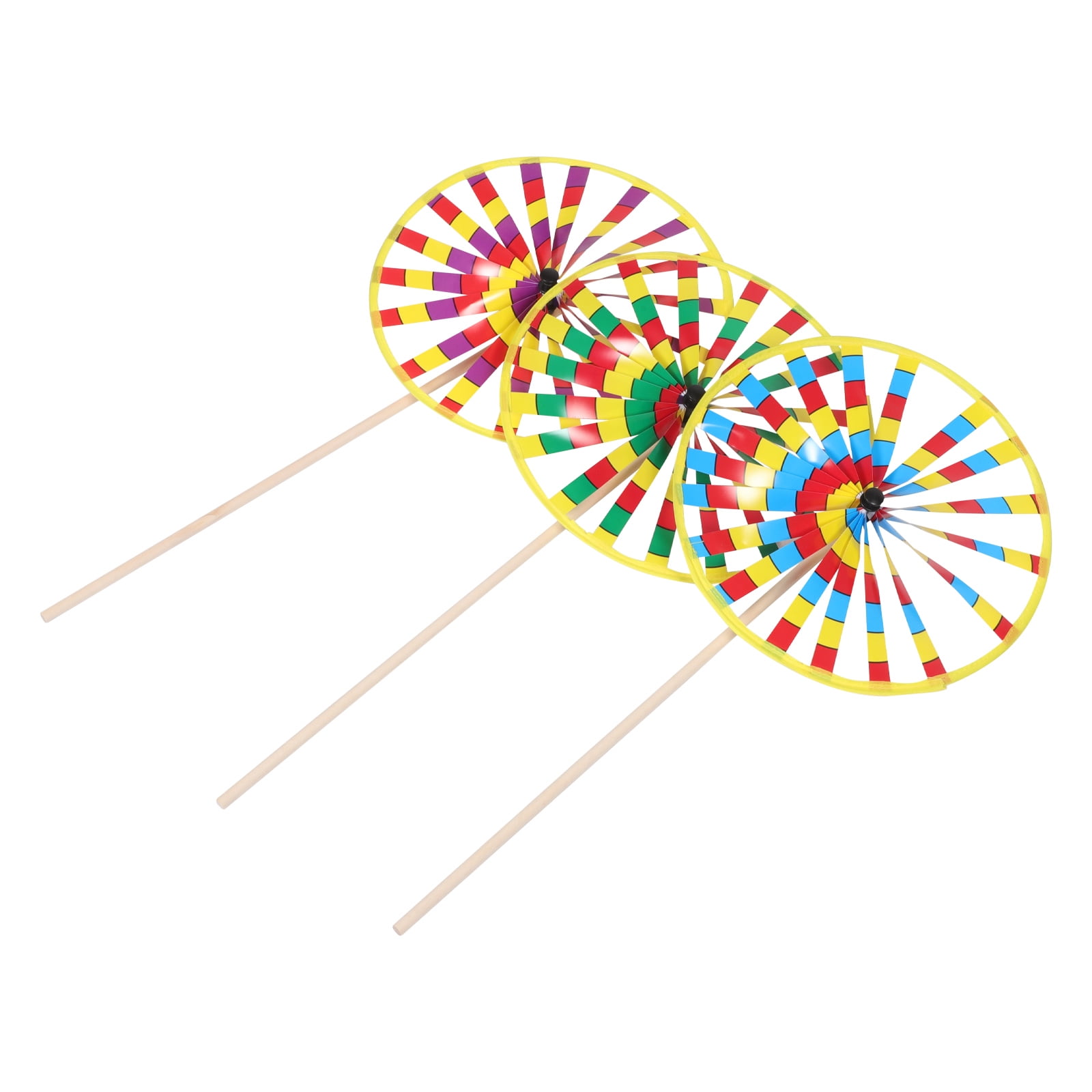 OUNONA 3pcs Retro Colorful Windmill Toy For Kids Handheld Wind For Park ...