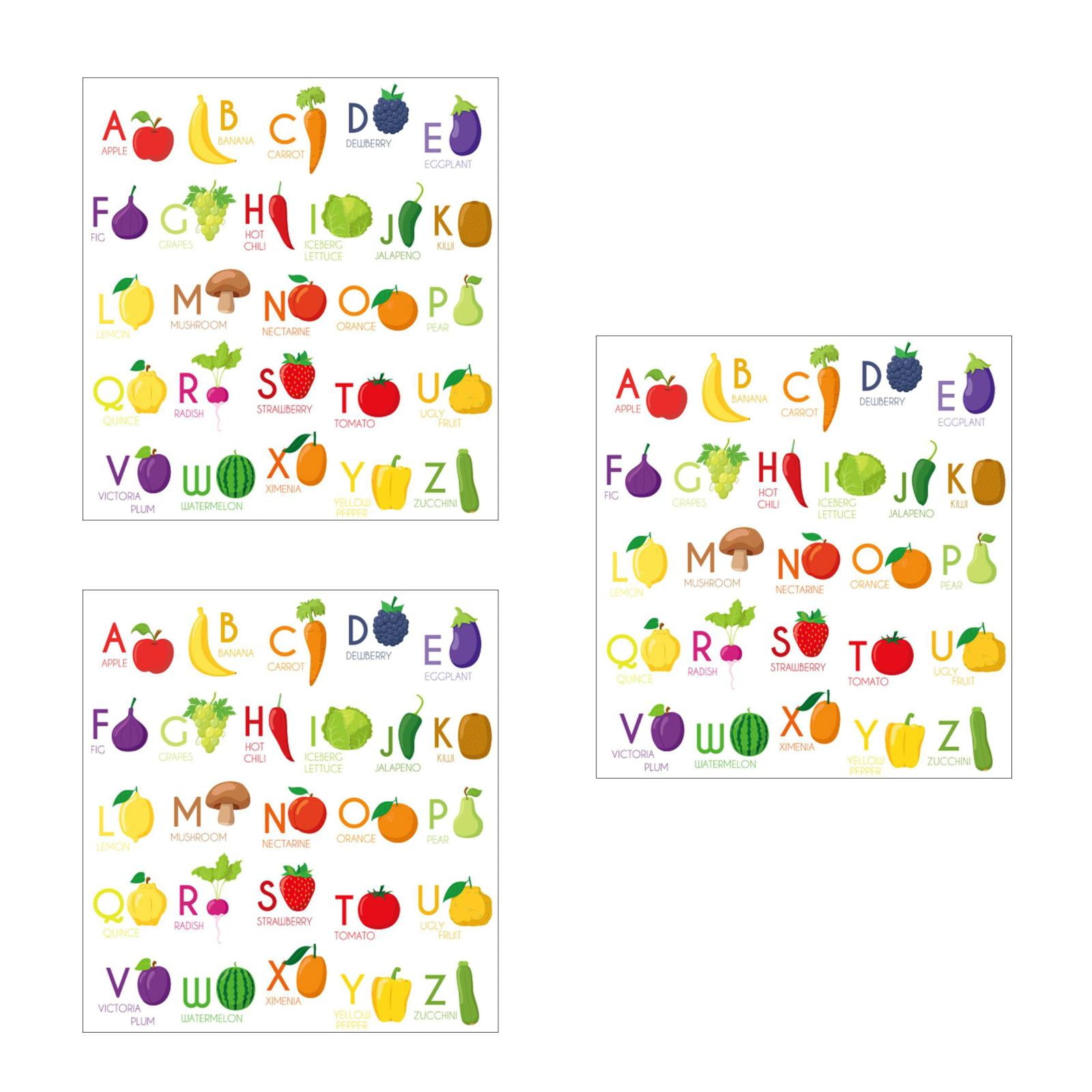 OUNONA 3pcs Self-Adhesive Alphabet Stickers For Kids Abc Chart For ...