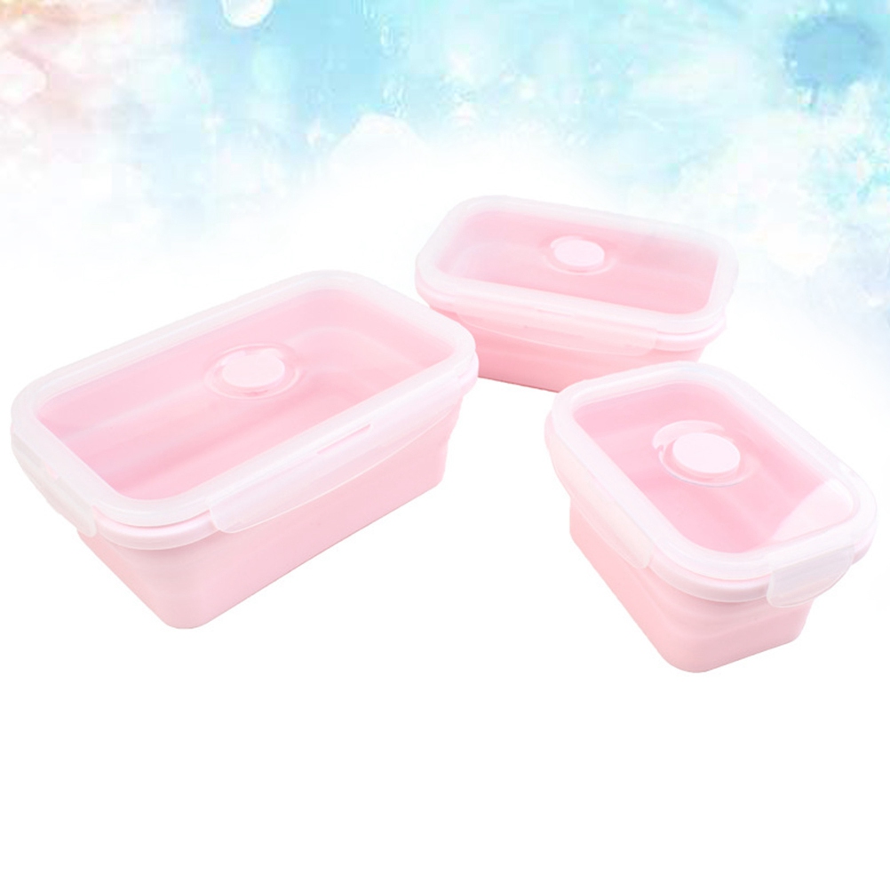 OUNONA 3pcs Silicone Folding Lunch Box Bowl Boxes Eco-Friendly ...