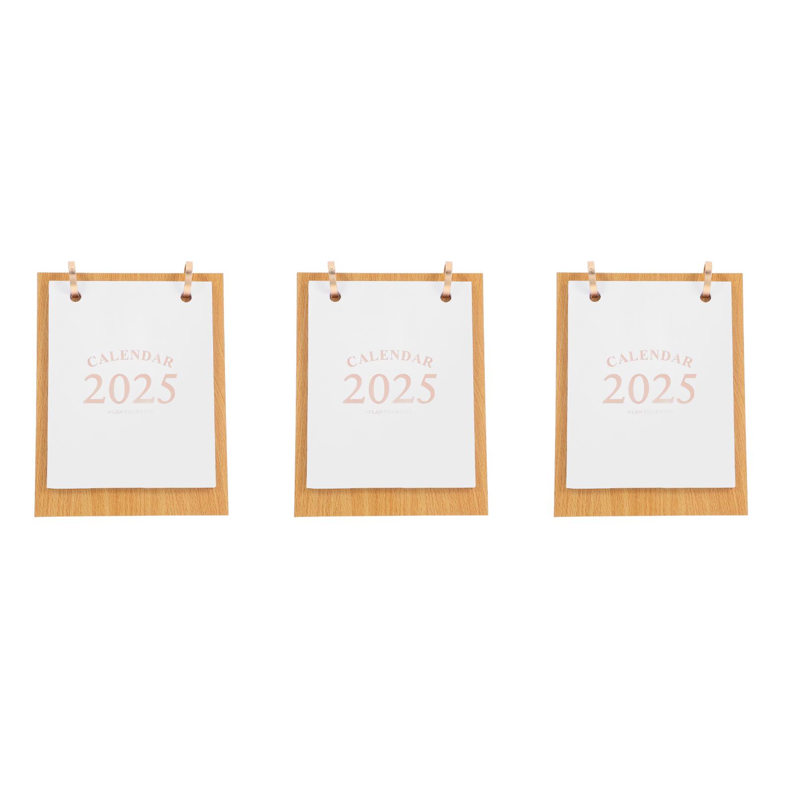 OUNONA 3pcs Table Calendar with Wooden Frame Flipped Calendar Tabletop ...
