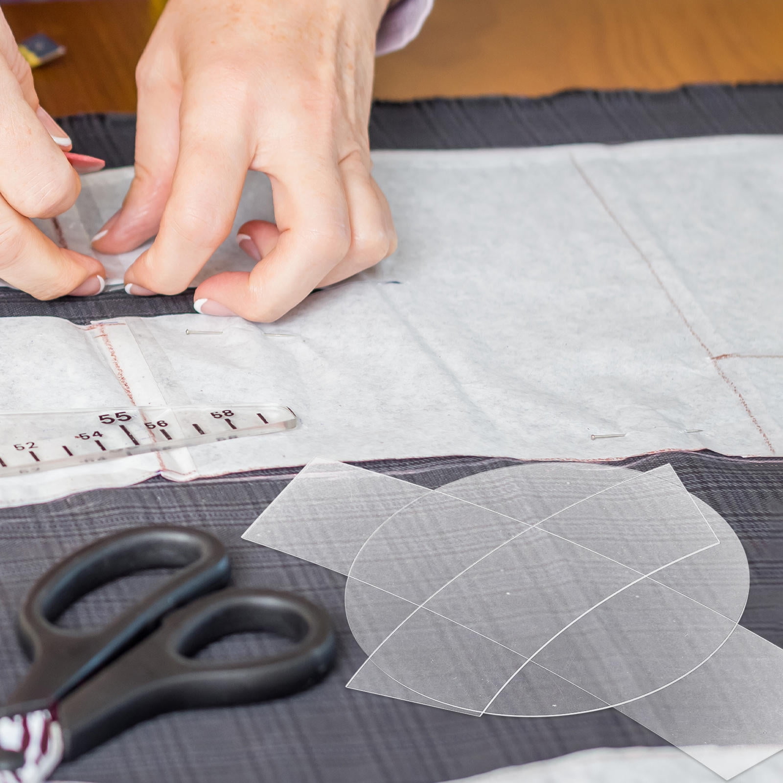 OUNONA 3pcs Transparent Acrylic Sewing Ruler Bucket Hat Templates High ...