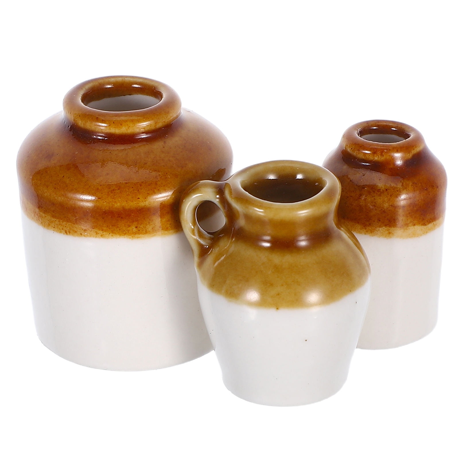 OUNONA 3pcs Vintage Ceramic Mini Planter Miniature Flower Pots For Doll ...