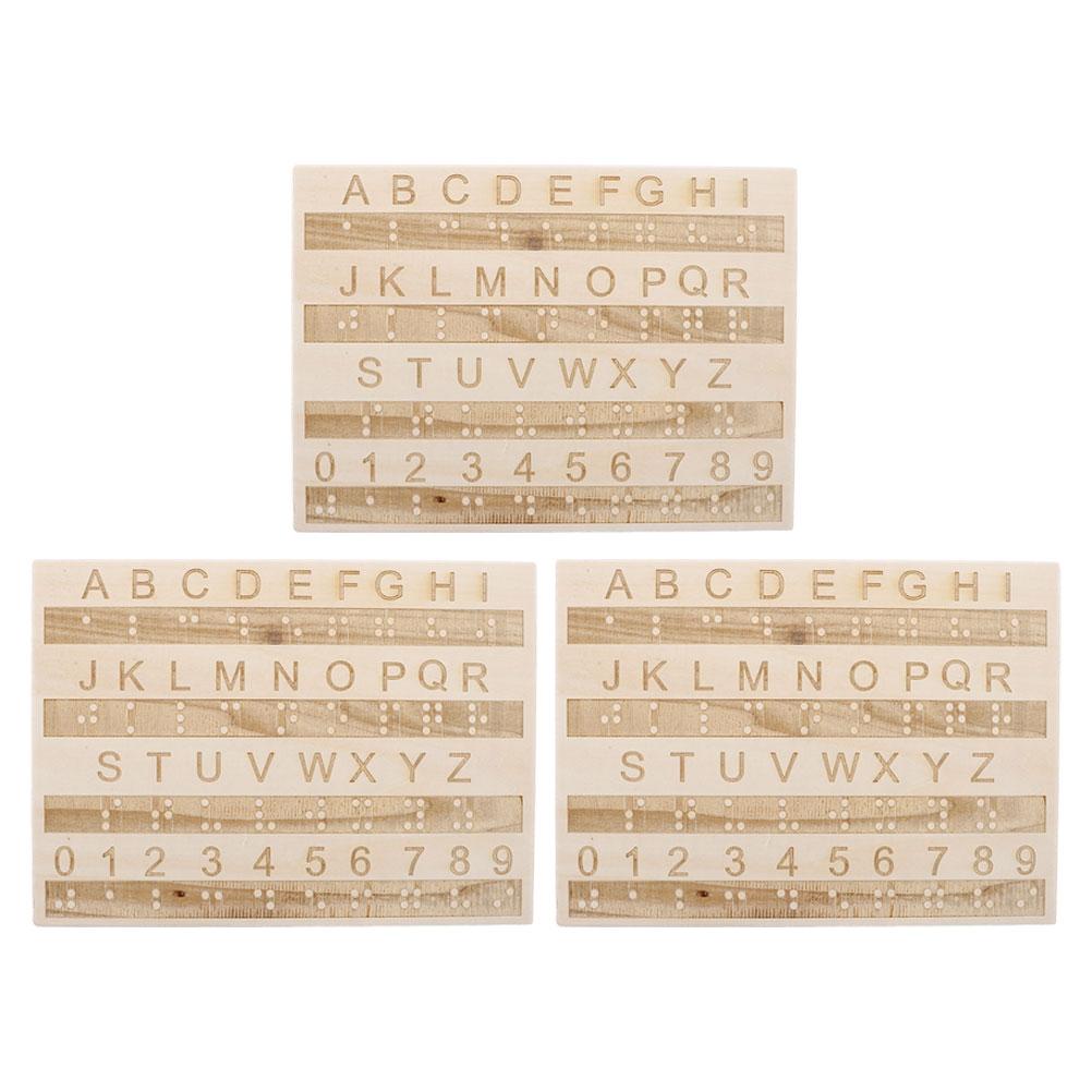 OUNONA 3pcs Wooden Braille Alphabet Board With Dots For Beginners ...